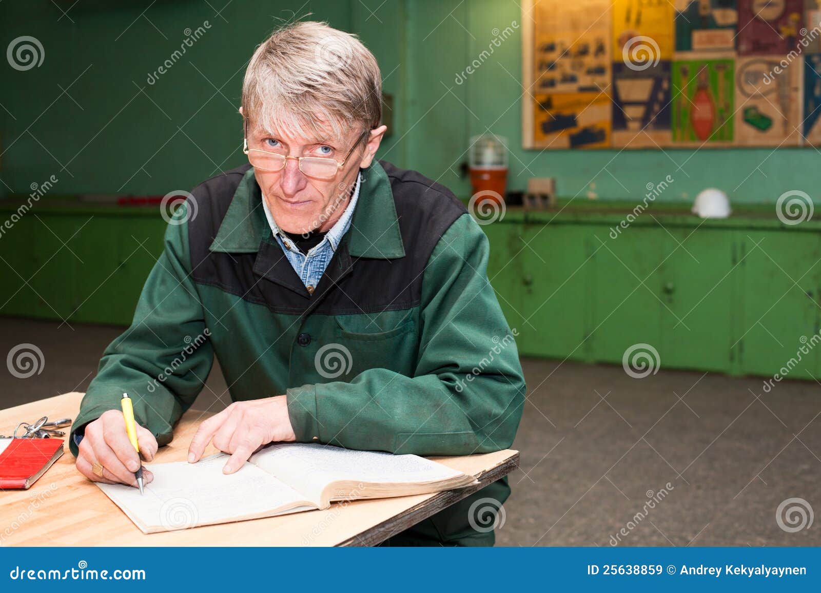 Foreman Filling the Journal in the Work Stock Image - Image of ...
