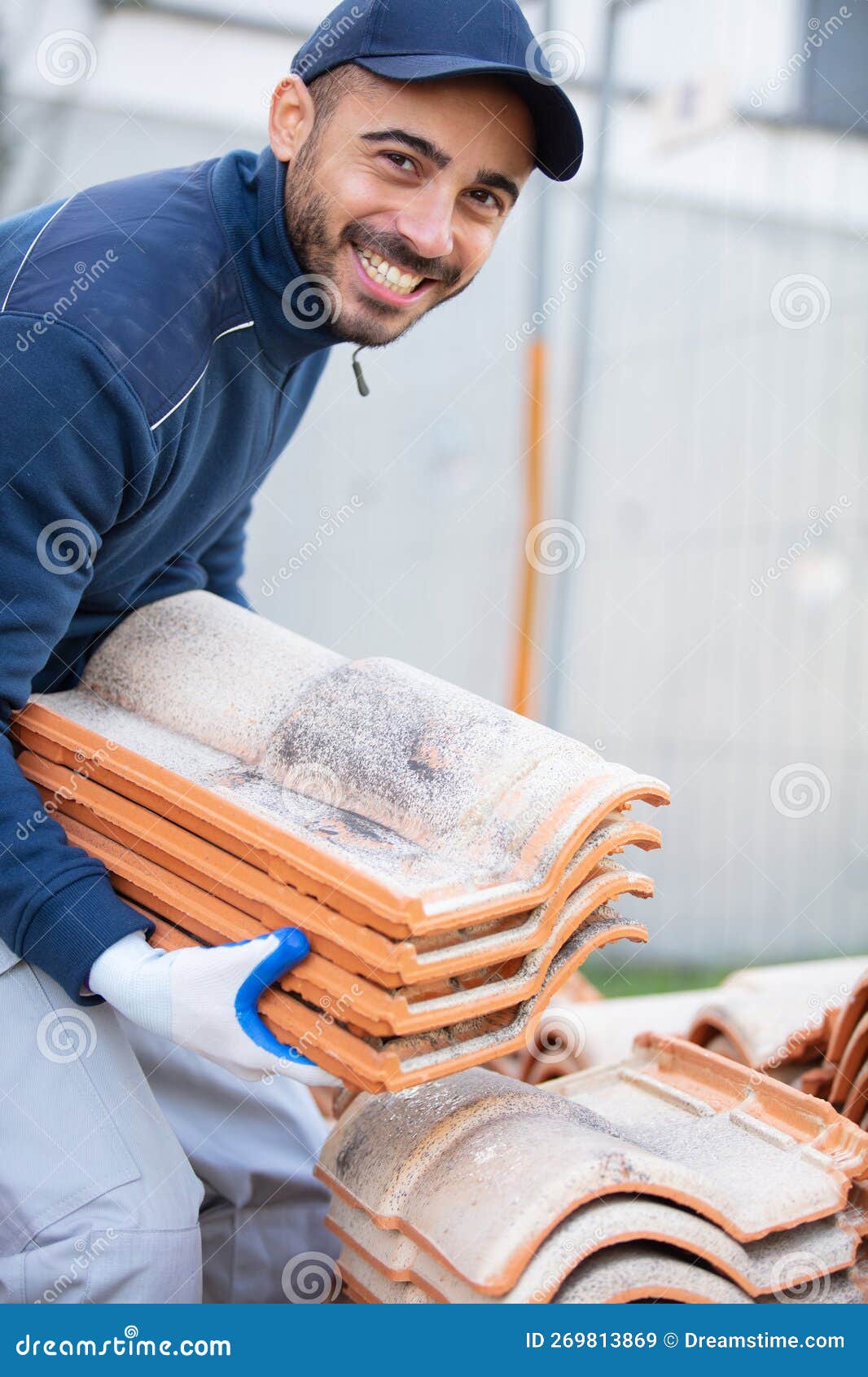 Foreman Holding Roof Tiles for Checking before Thatched Stock Image ...