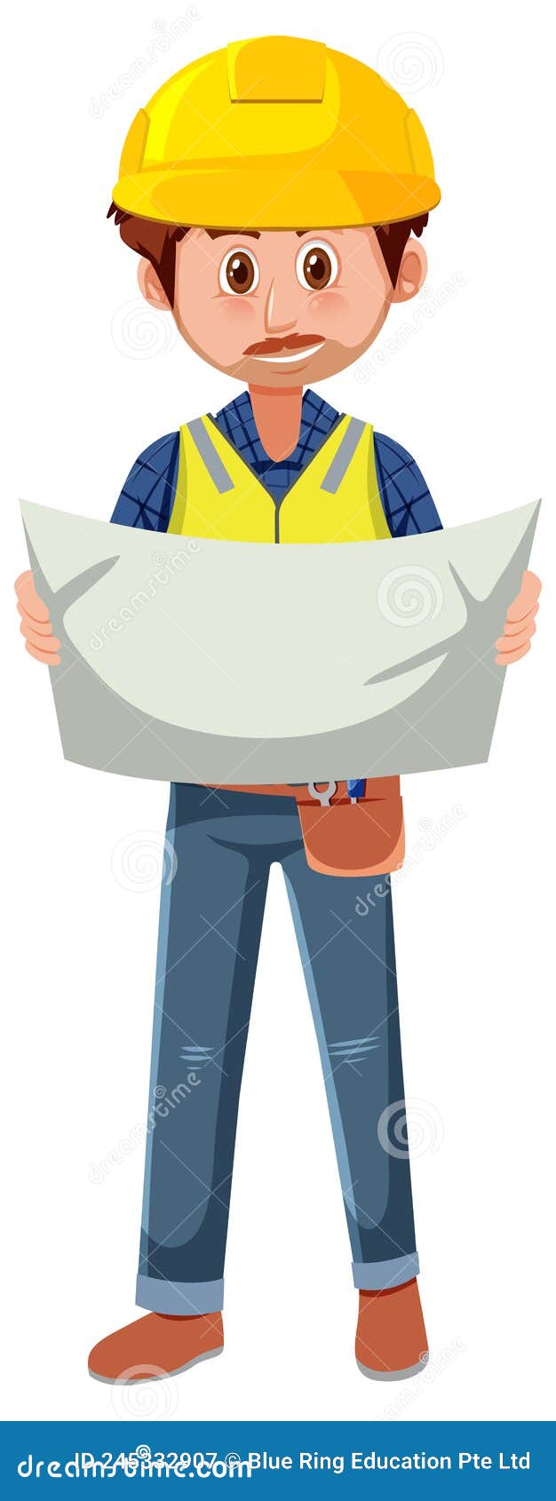 Foreman Looking at Blueprint Stock Vector - Illustration of character ...
