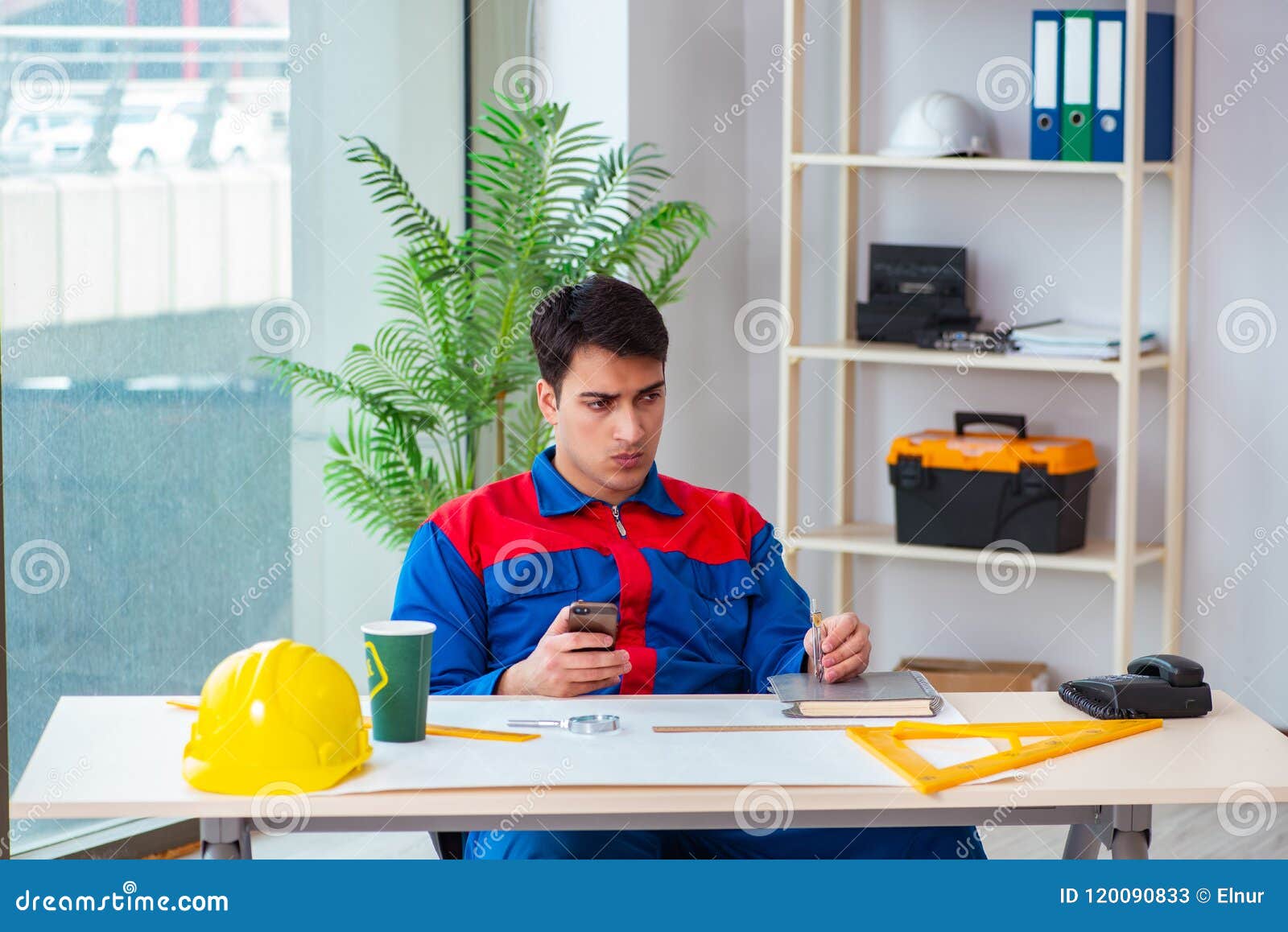 The Foreman Looking at Construction Plan Stock Image - Image of ...