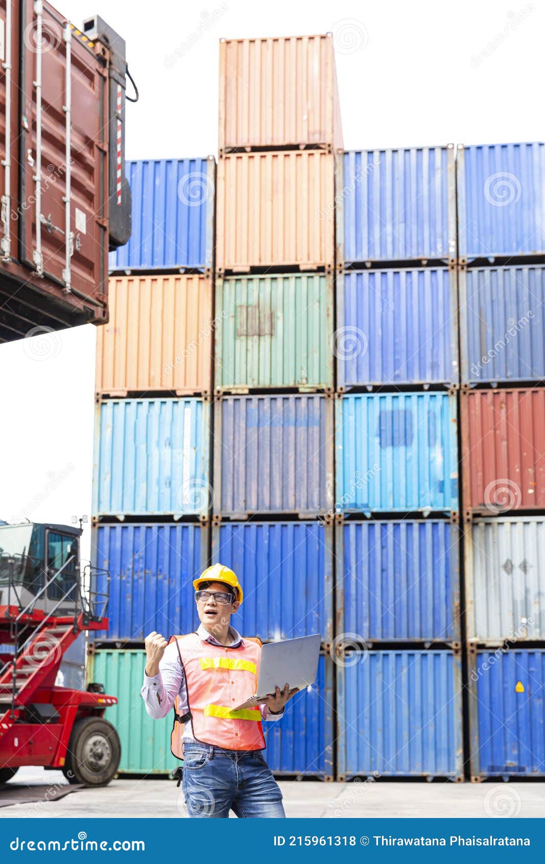 Foreman or Operator Ordering of Moving Containers with Laptop Computer ...