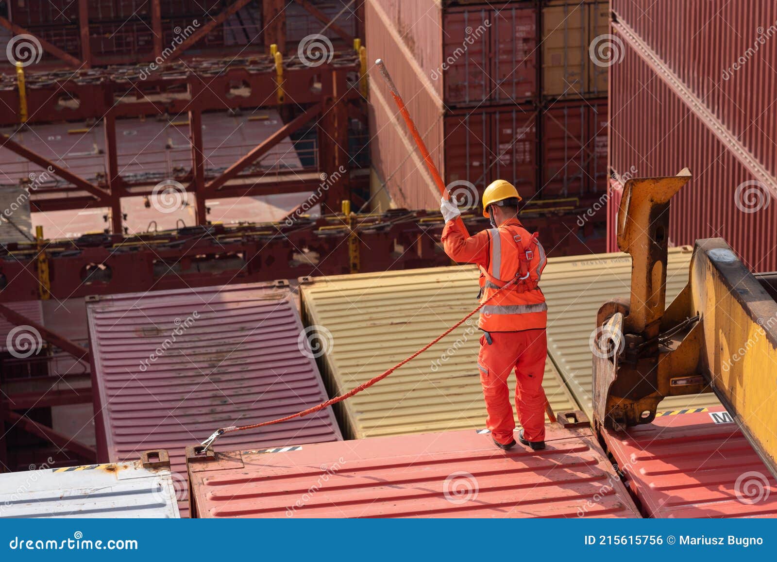 Foreman, Port Worker, Assisting with Cargo Operations. Stock Photo ...