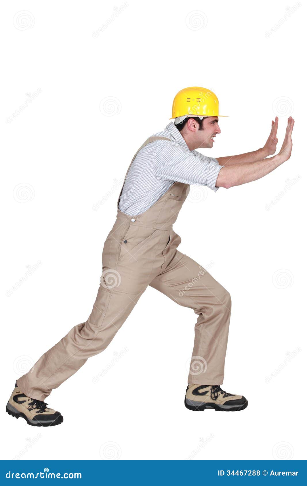 Foreman Pushing Against A Wall Royalty Free Stock Photos - Image: 34467288