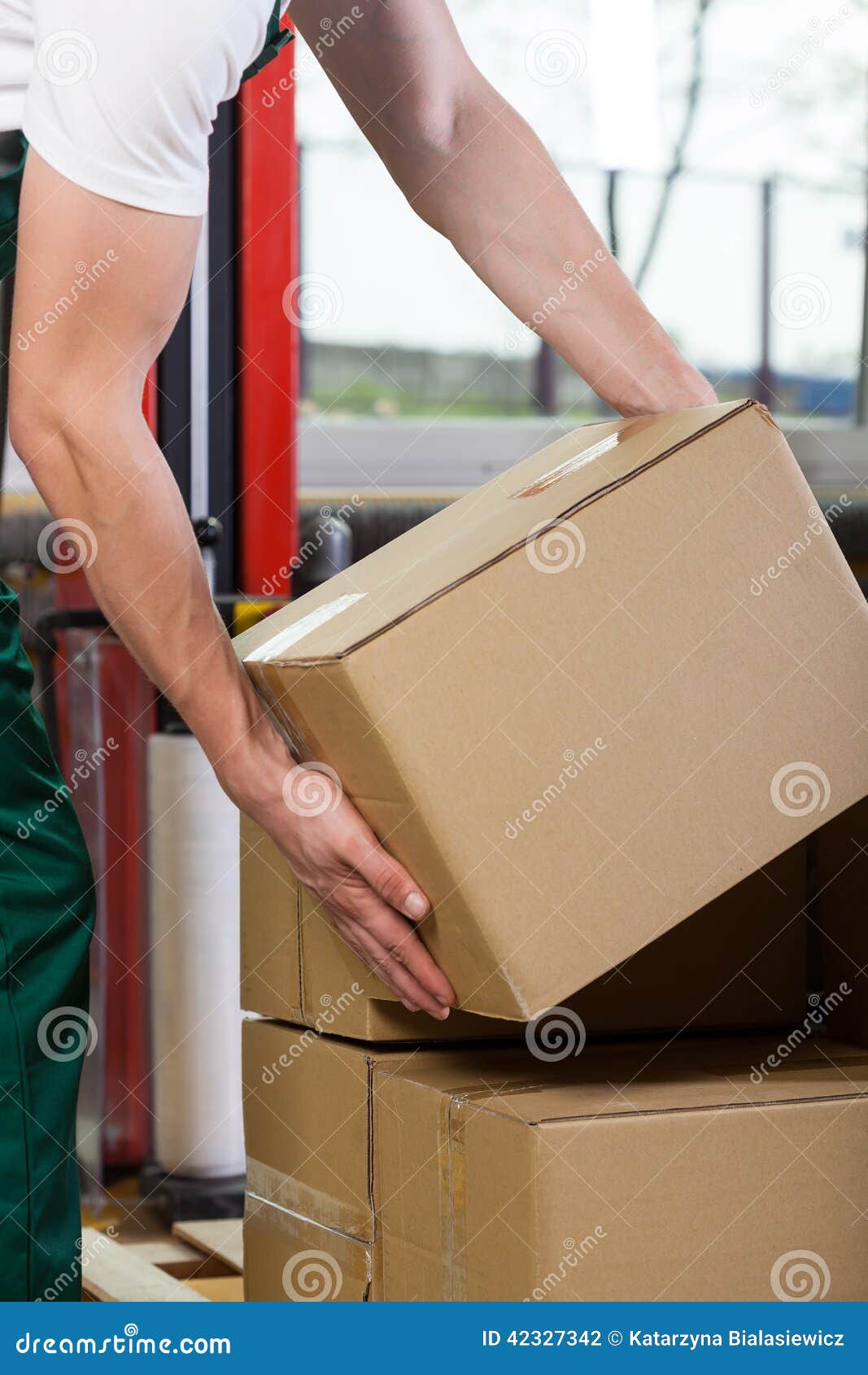Foreman S Hands Lifting Box at Storehouse Stock Photo - Image of hands ...
