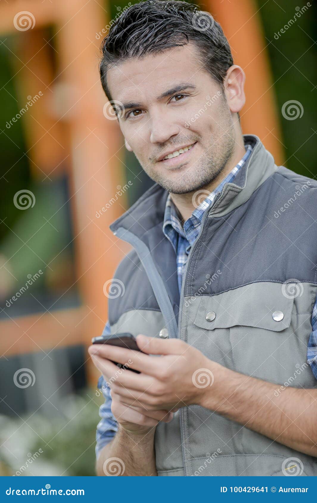 Foreman Sending Text Message Stock Image - Image of industry, telephone ...