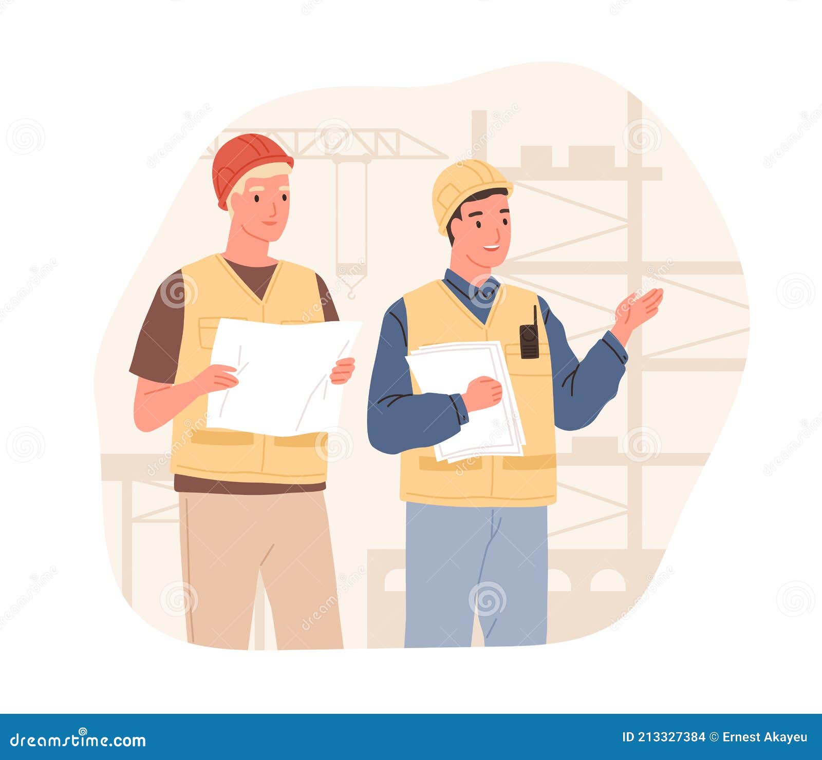 Foreman Showing and Explaining Building Process To Inspector ...