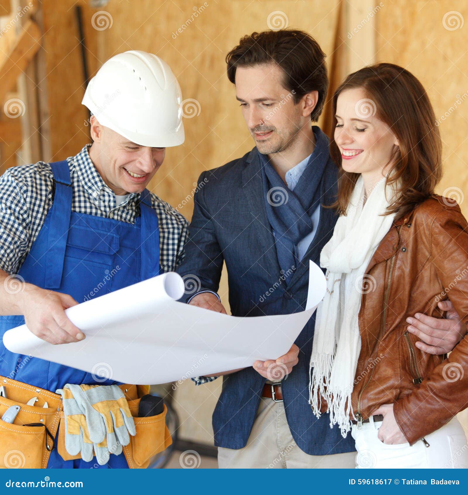 Foreman Shows House Design Plans Stock Image - Image of architecture ...