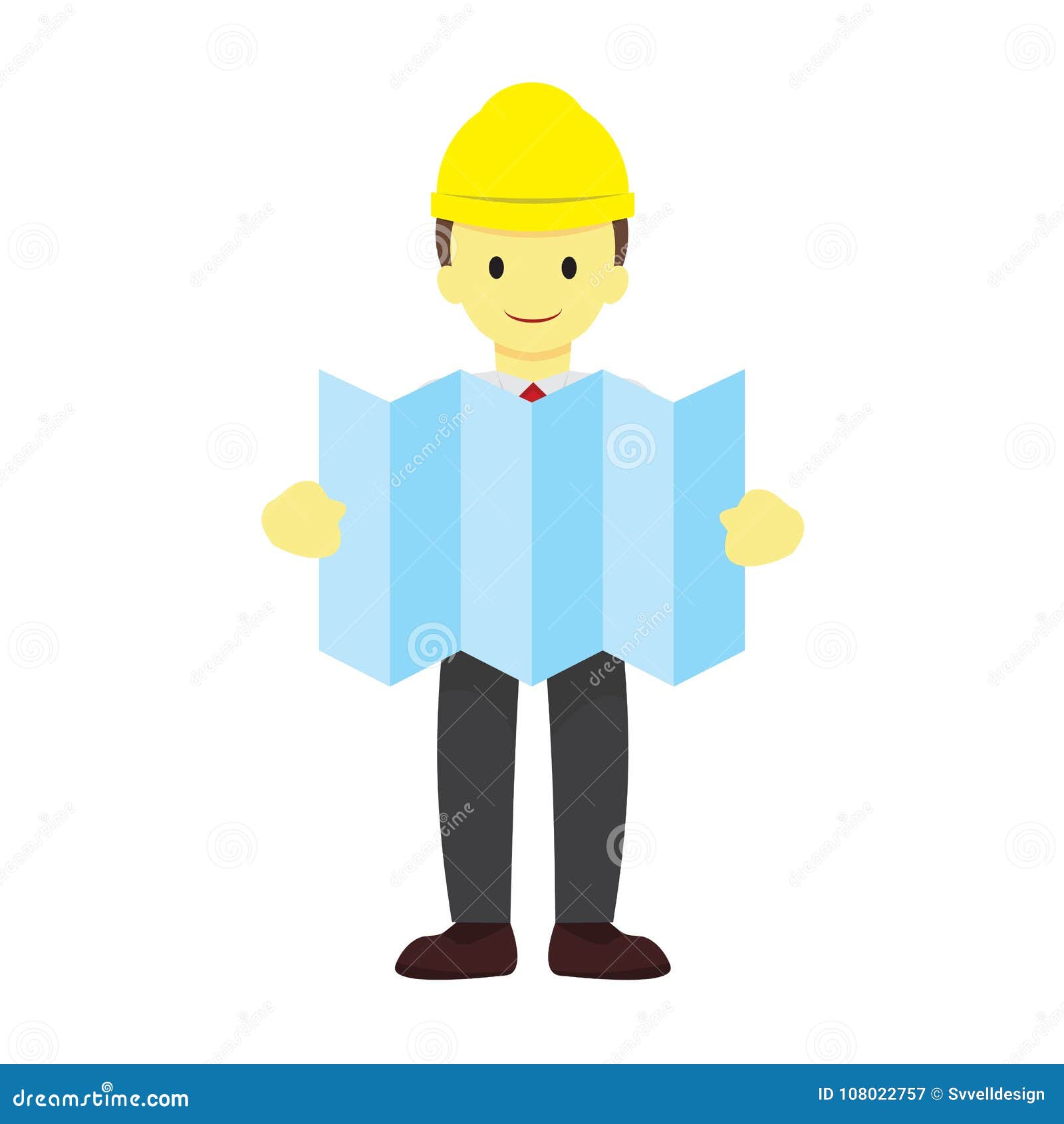 Foreman with Site Plan Vector Illustration Graphic Stock Vector ...