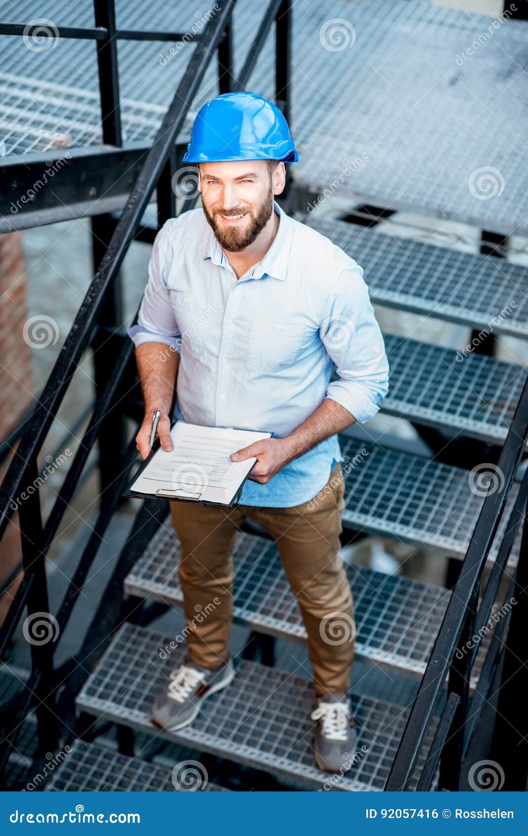 Foreman on the Structure Stairs Stock Photo - Image of engineering ...