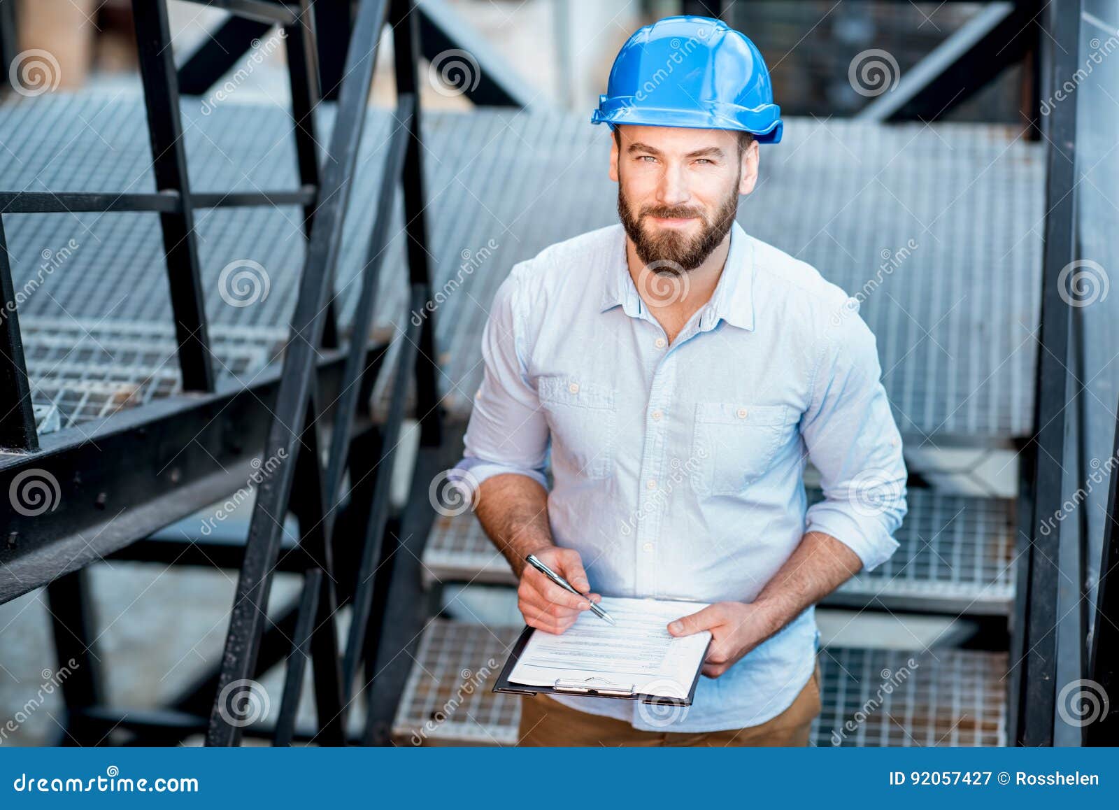 Foreman on the Structure Stairs Stock Image - Image of industrial ...