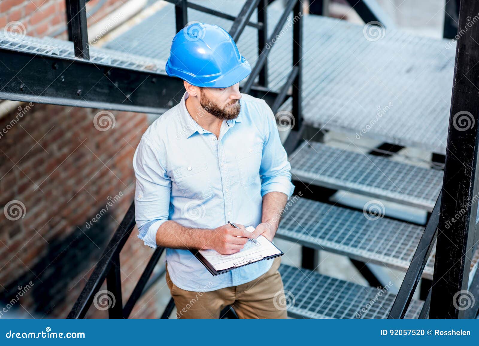 Foreman on the Structure Stairs Stock Photo - Image of success ...