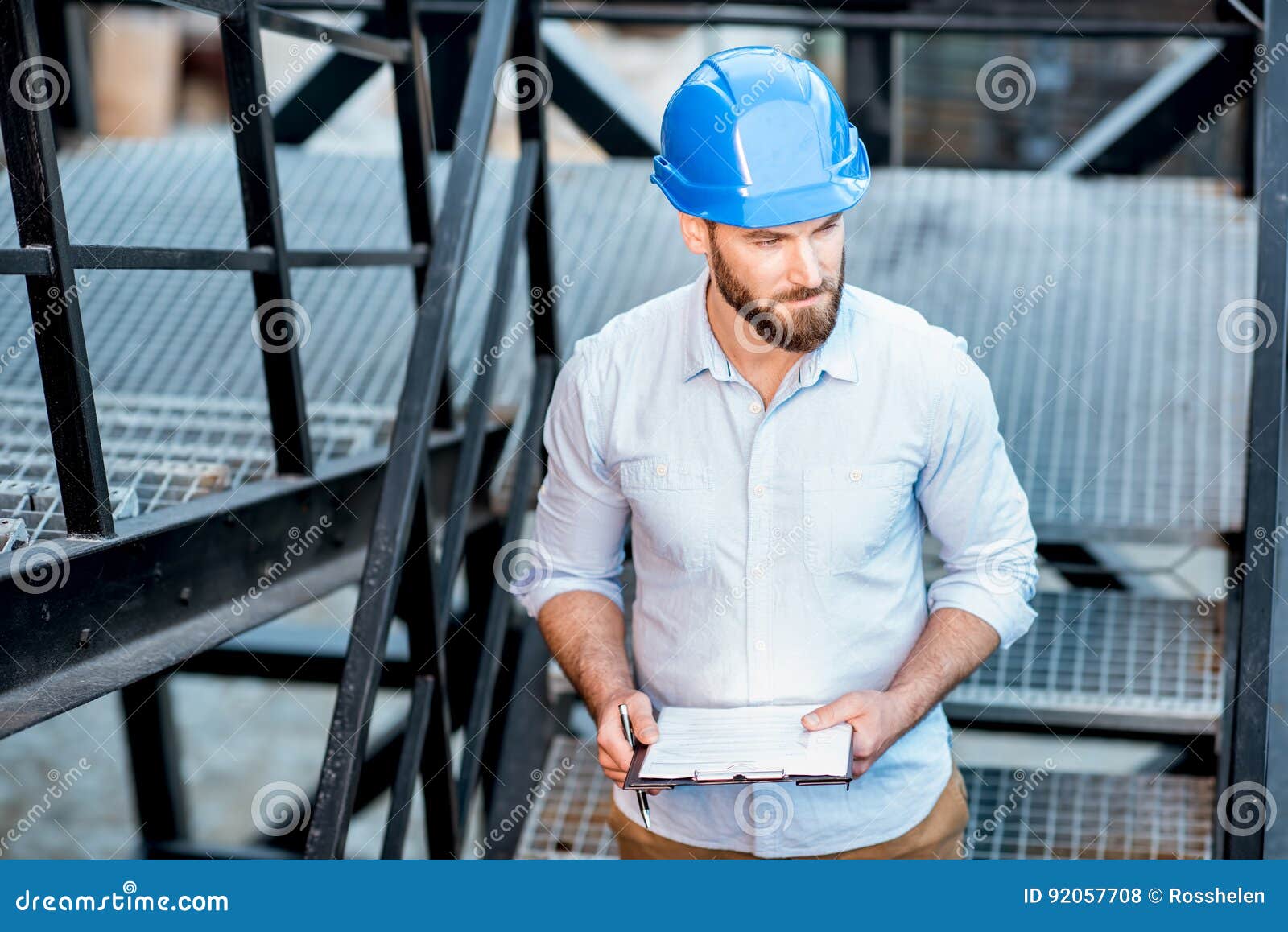 Foreman on the Structure Stairs Stock Photo - Image of male, building ...