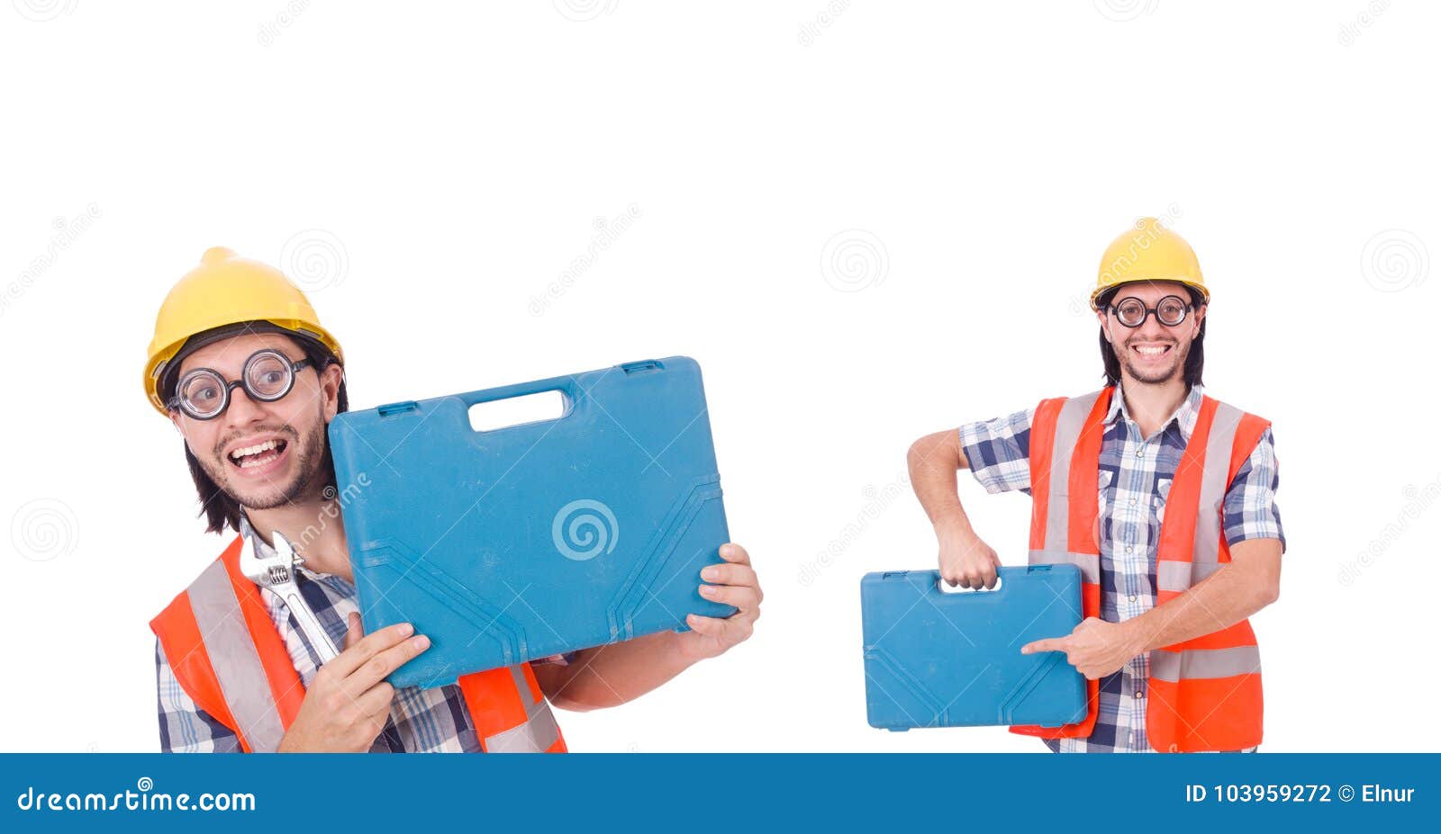 The Foreman with Tool Kit Isolated on White Stock Photo - Image of ...