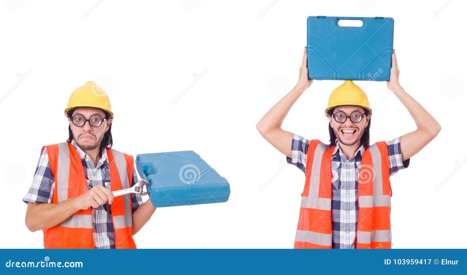 The Foreman with Tool Kit Isolated on White Stock Image - Image of ...