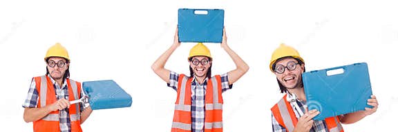 The Foreman with Tool Kit Isolated on White Stock Photo - Image of ...