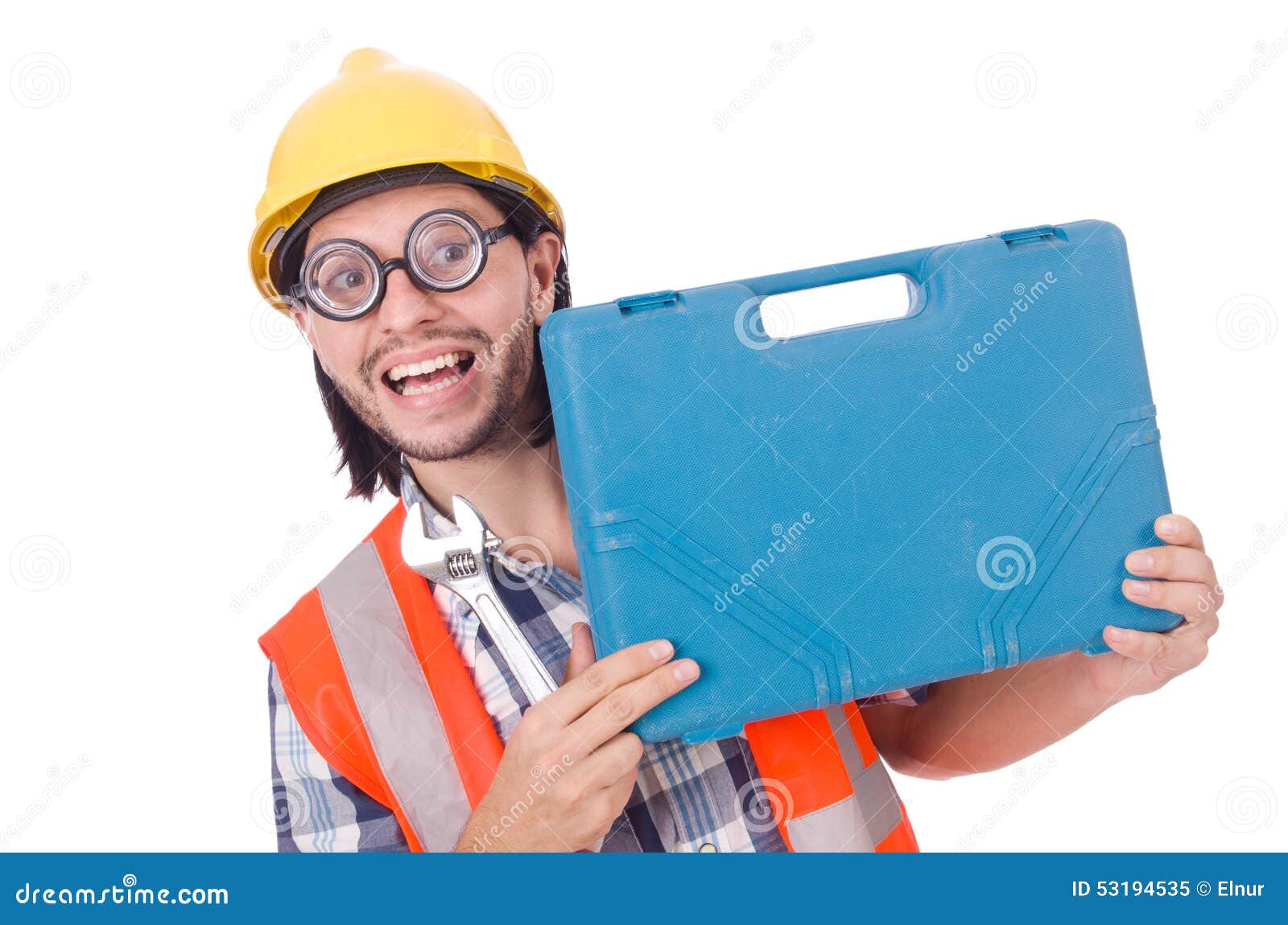 Foreman with Tool Kit Isolated on White Stock Image - Image of object ...