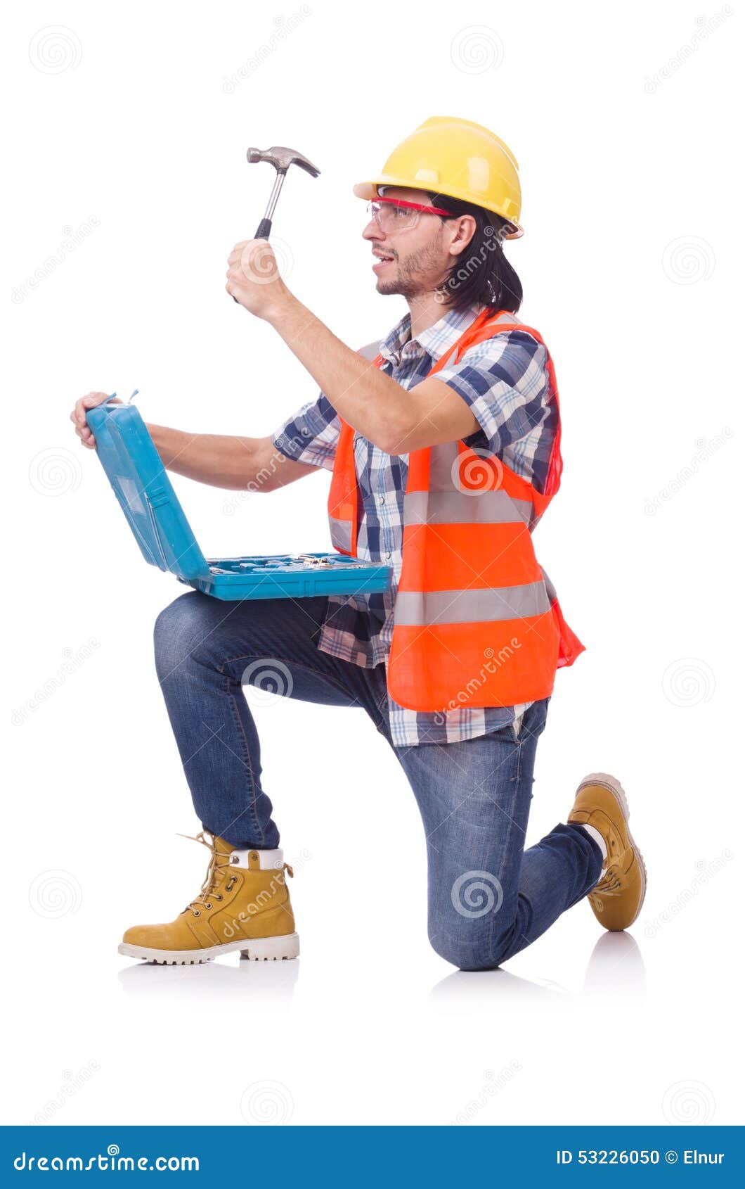 Foreman with Tool Kit Isolated on White Stock Photo - Image of foreman ...