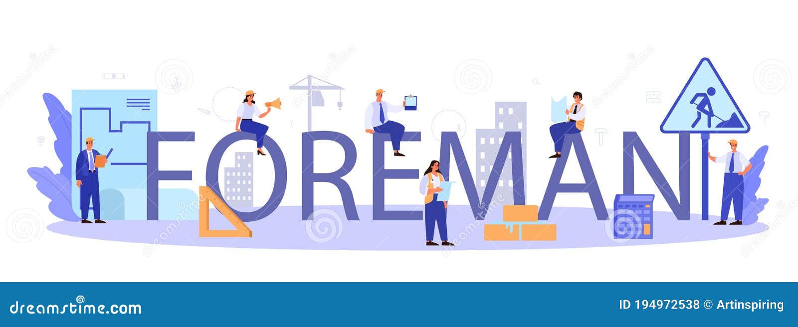 Foreman Typographic Header. Main Engineer Leading at Construction Stock ...