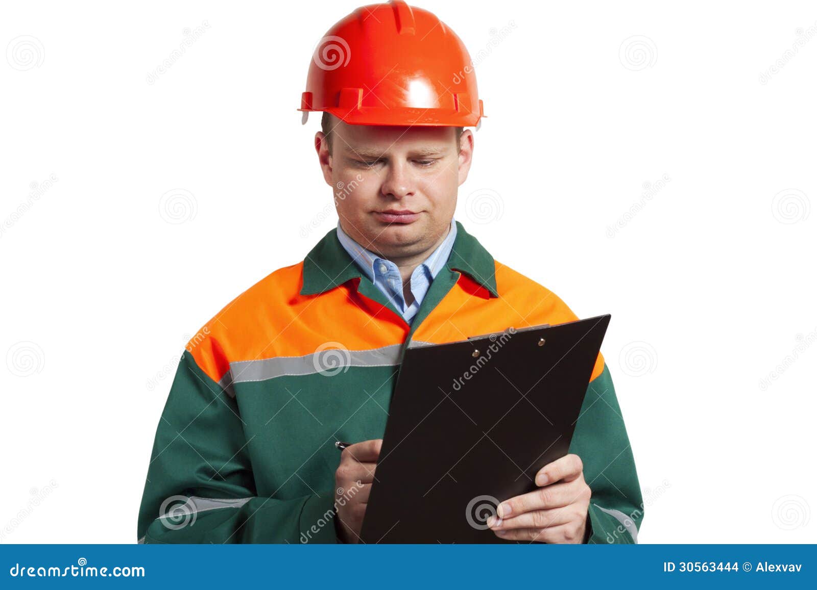 Foreman in Uniform Writes in a Paper Notebook Stock Photo - Image of ...