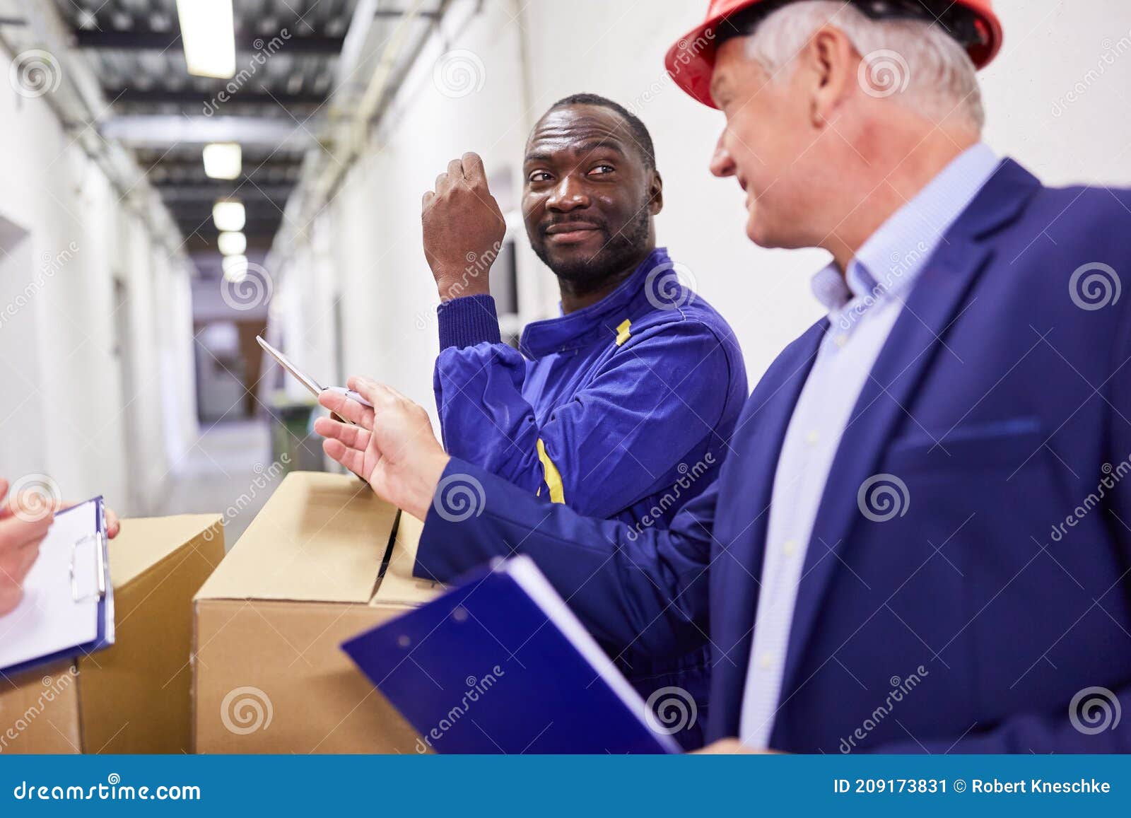 Foreman and Warehouse Clerk Check Delivery of Goods Stock Image - Image ...