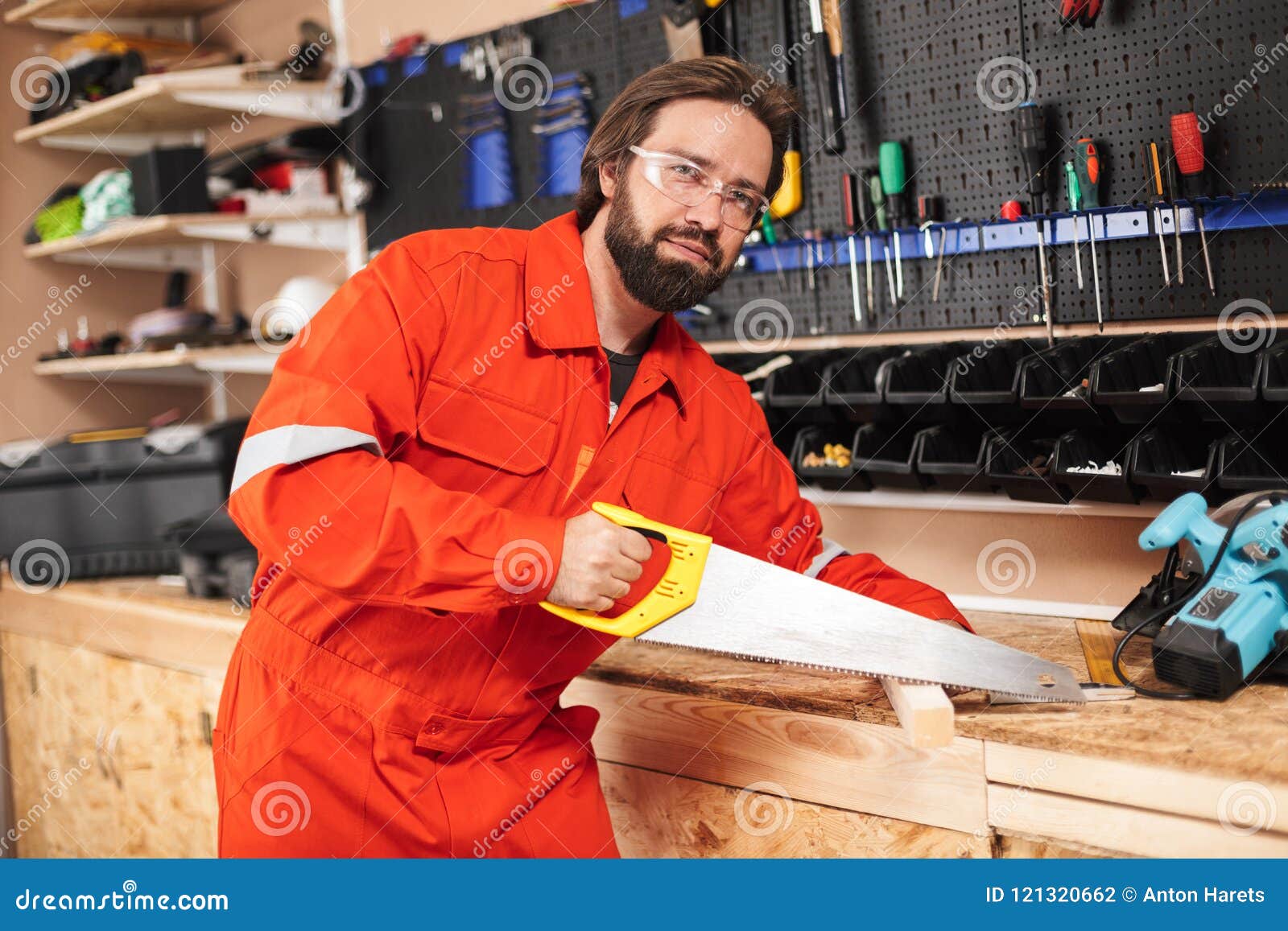 Foreman in Work Clothes and Protective Eyewear Thoughtfully Look Stock ...