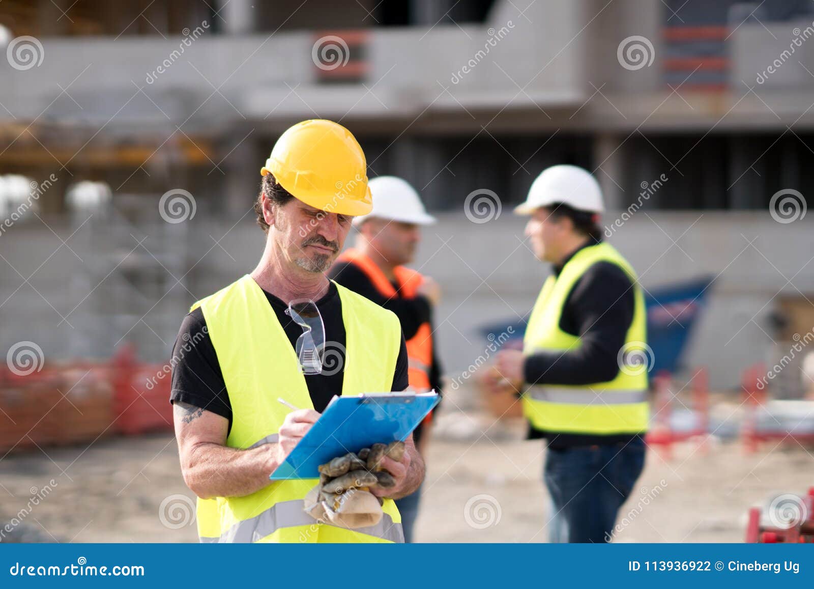 Foreman at Work on Construction Site Stock Photo - Image of maintenance ...