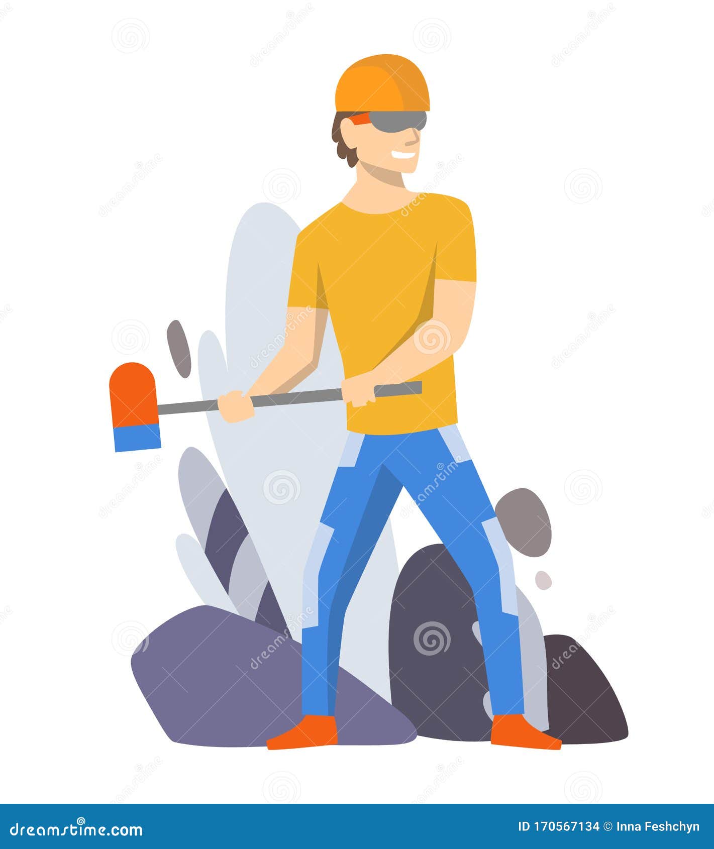 Foreman Or Worker For Building Construction. Vector Isolated Character ...