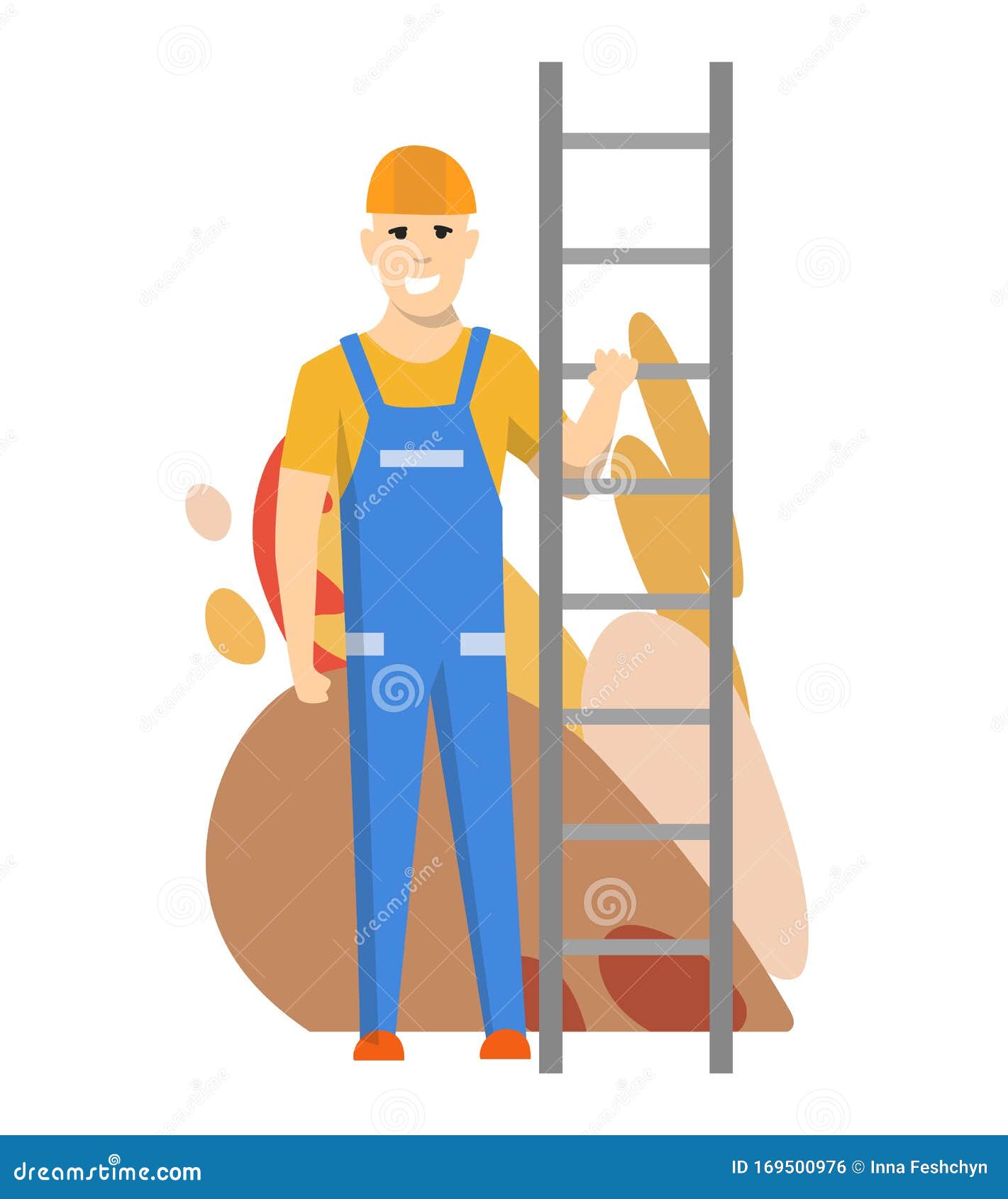 Foreman Or Worker For Building Construction. Vector Isolated Character ...