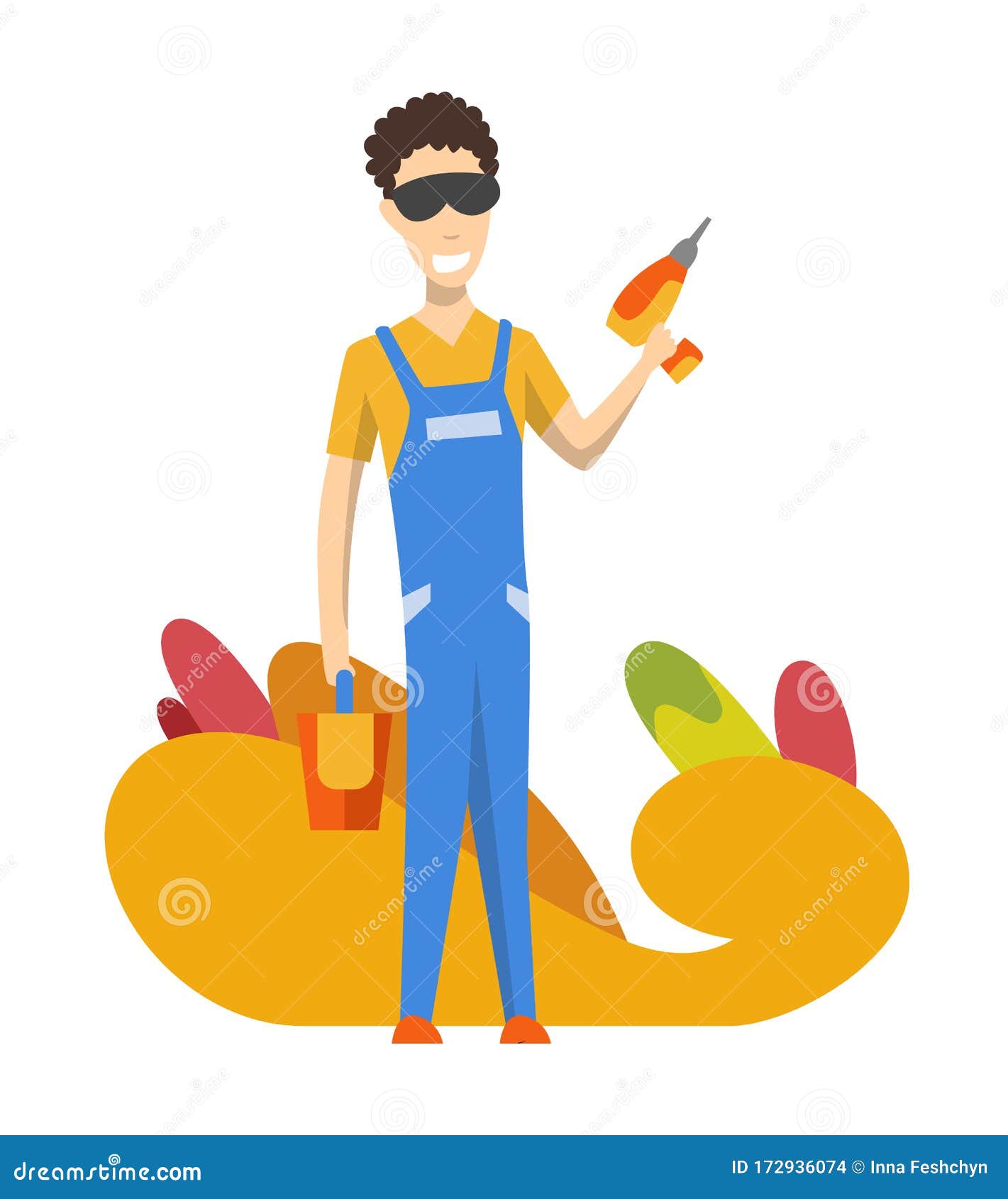 Foreman or Worker for Building Construction. Vector Isolated Character ...
