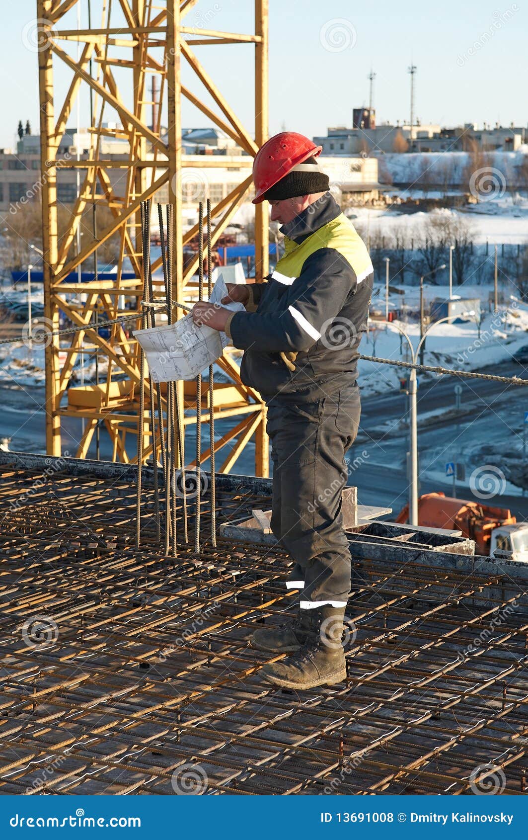 Foreman Worker at Construction Site Stock Photo - Image of protective ...