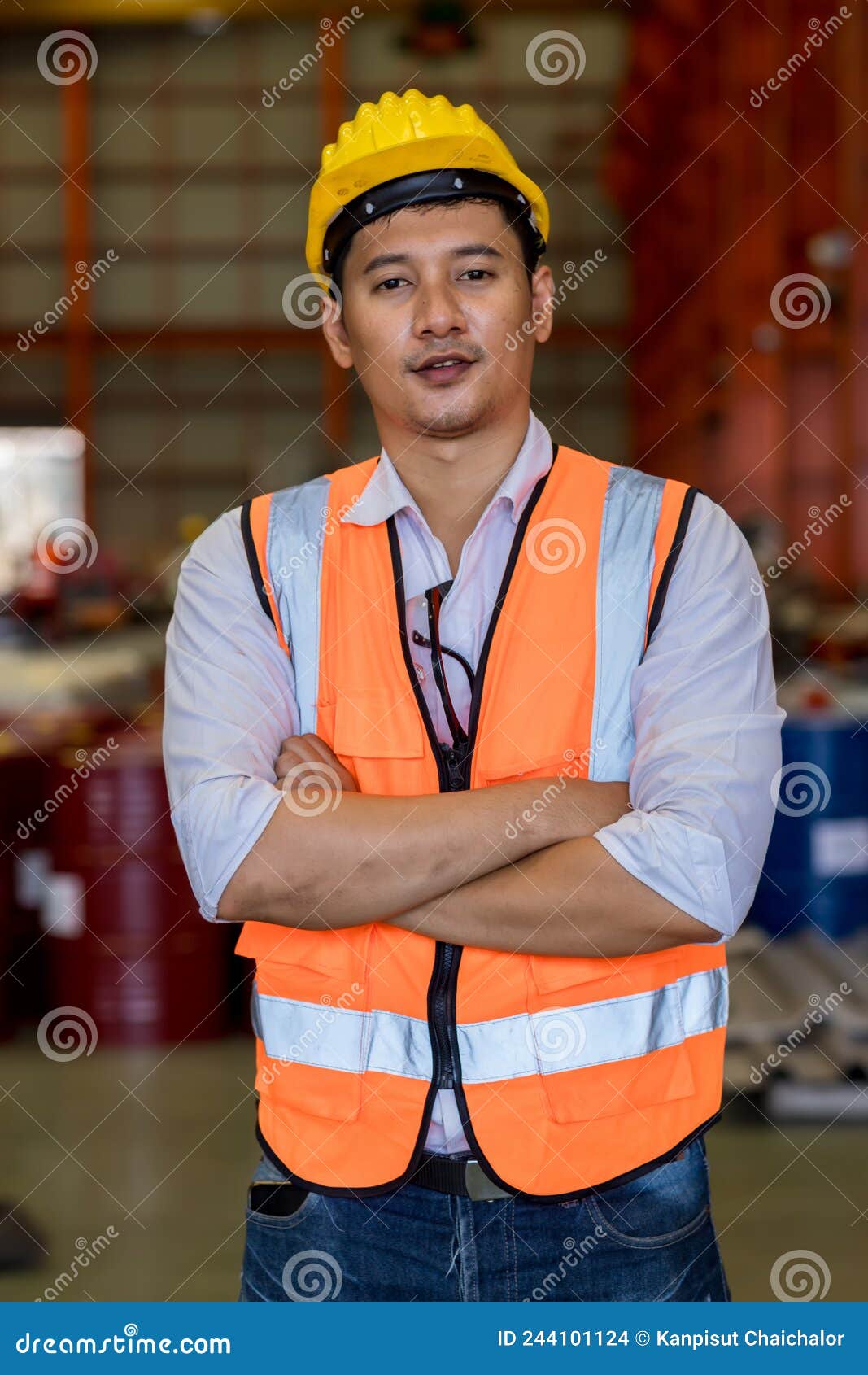 Foreman or Worker Work at Factory Site Check Up Machine or Products in ...