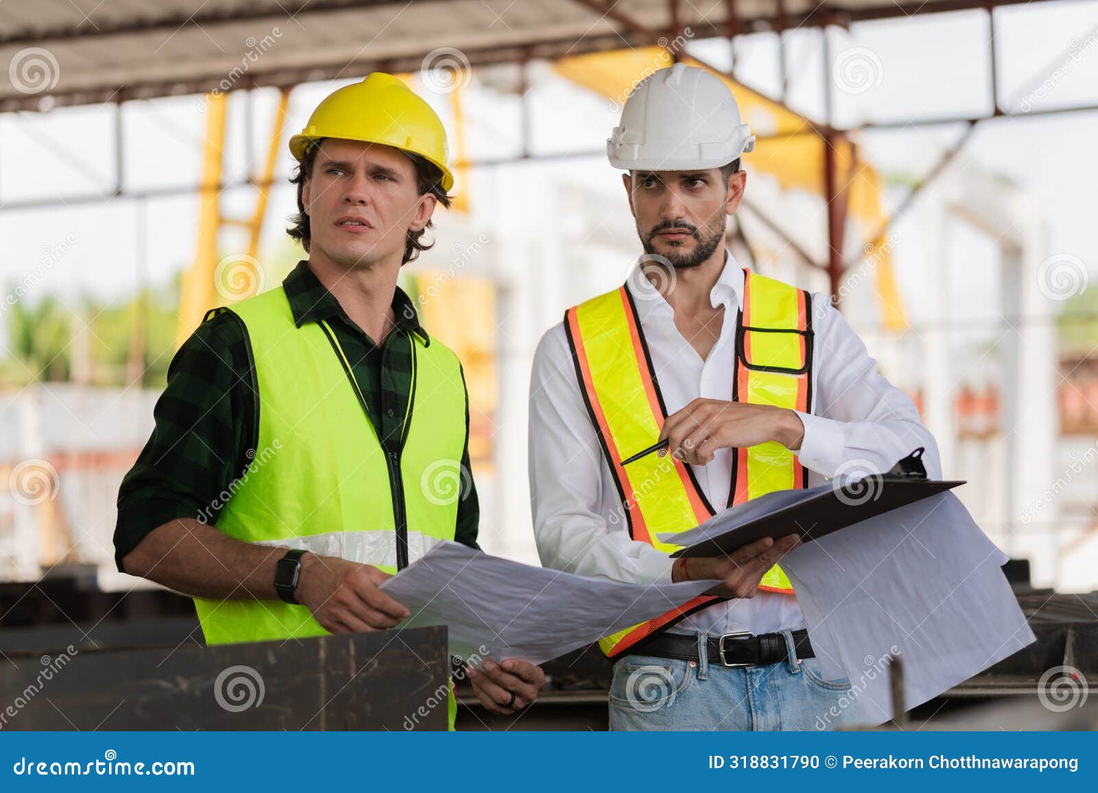 Foreman and Workers Team Meeting for Planning Project at Precast ...