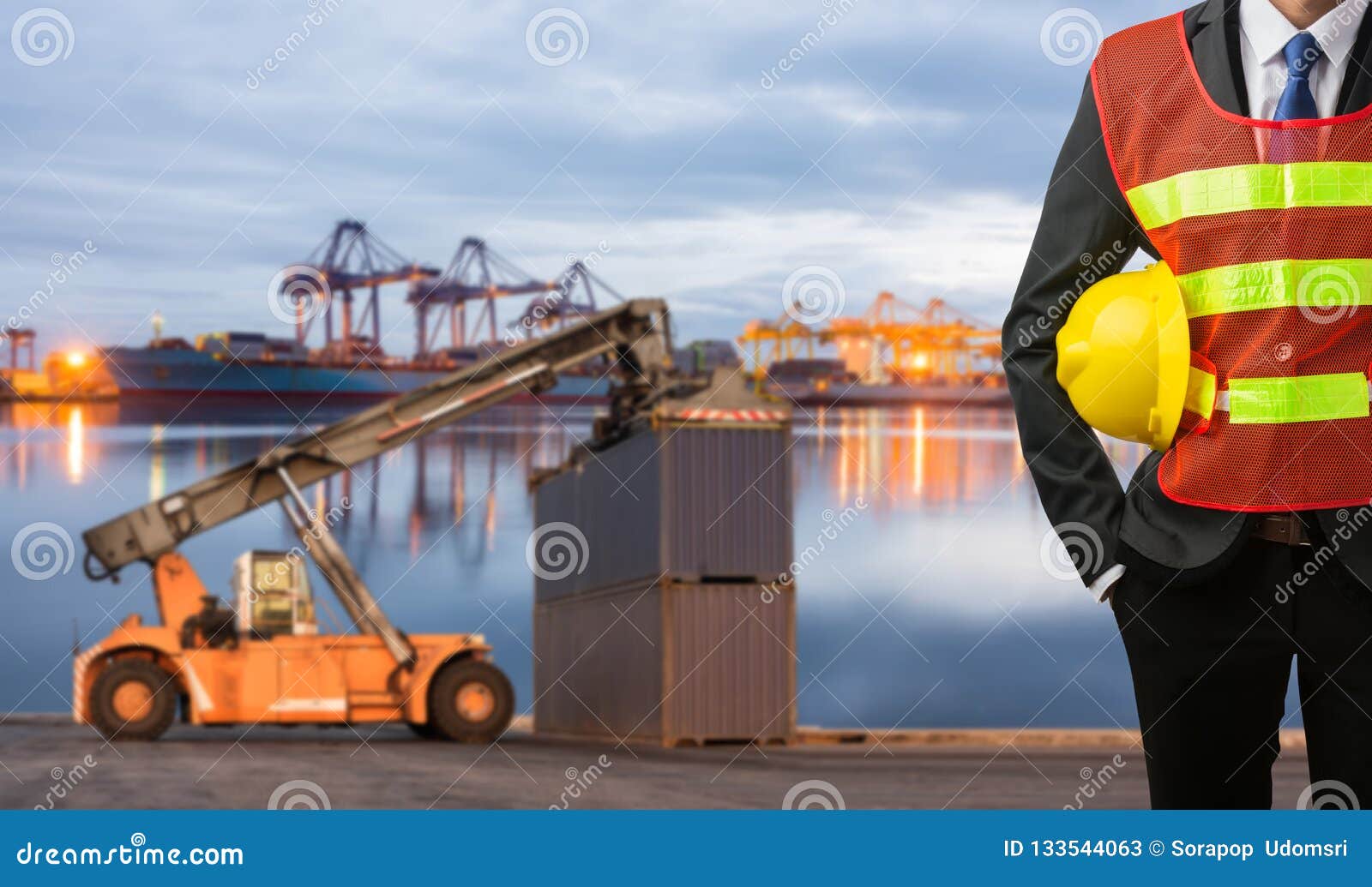 Foreman or Working Man Control Loading Containers Box Stock Image ...