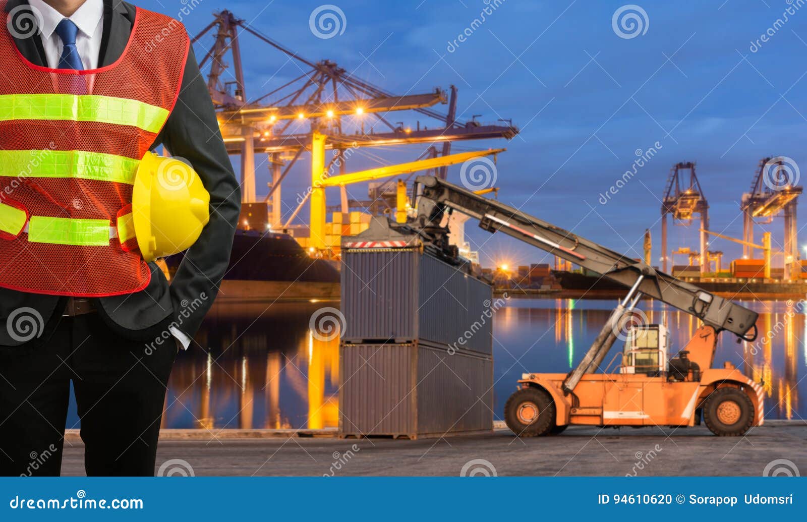 Foreman or Working Man Control Loading Containers Box Stock Photo ...