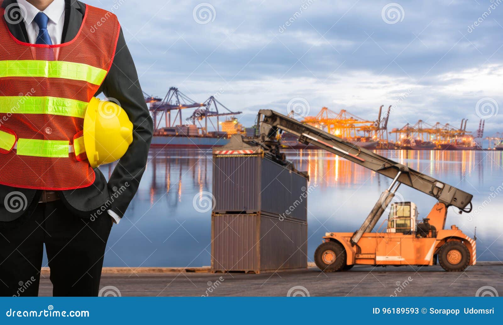 Foreman or Working Man Control Loading Containers Box Stock Image ...