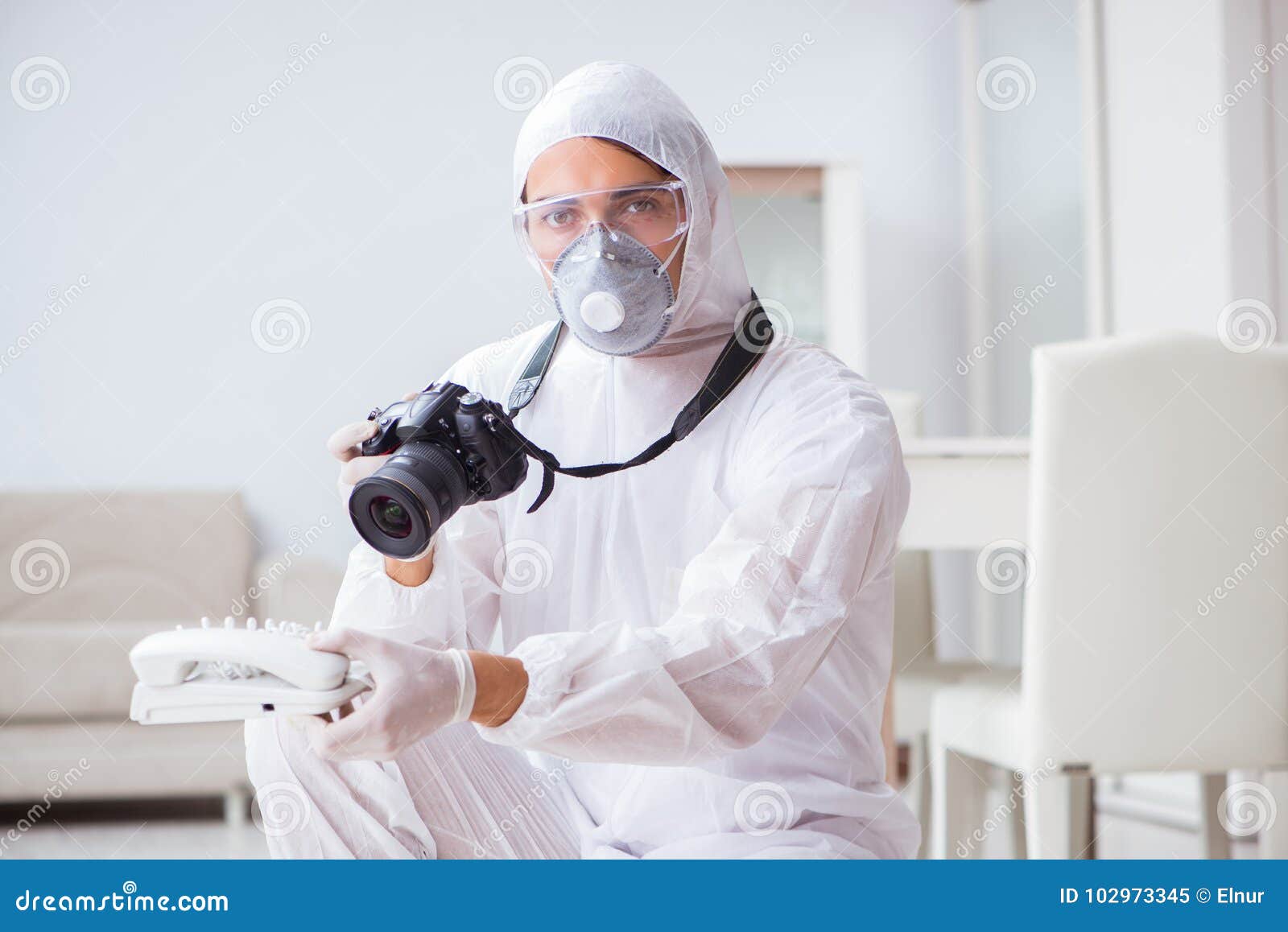 The Forensic Expert at Crime Scene Doing Investigation Stock Image ...