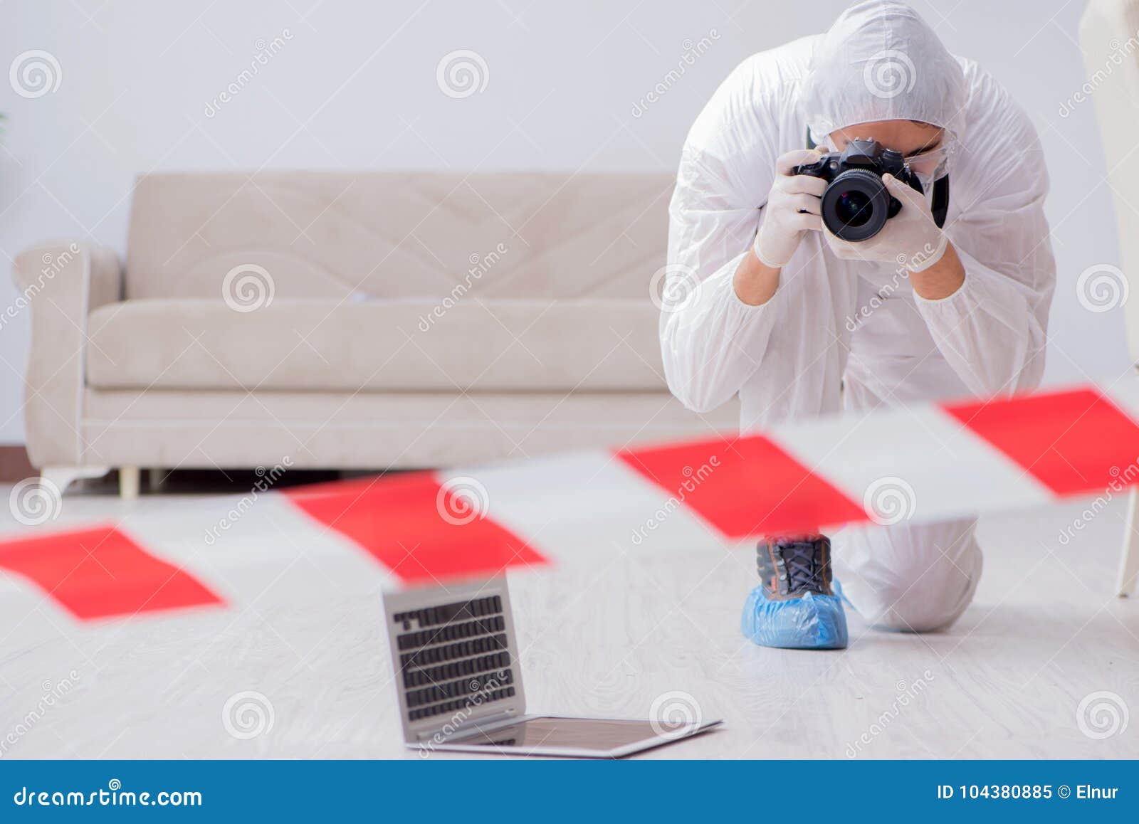 The Forensic Expert at Crime Scene Doing Investigation Stock Image ...