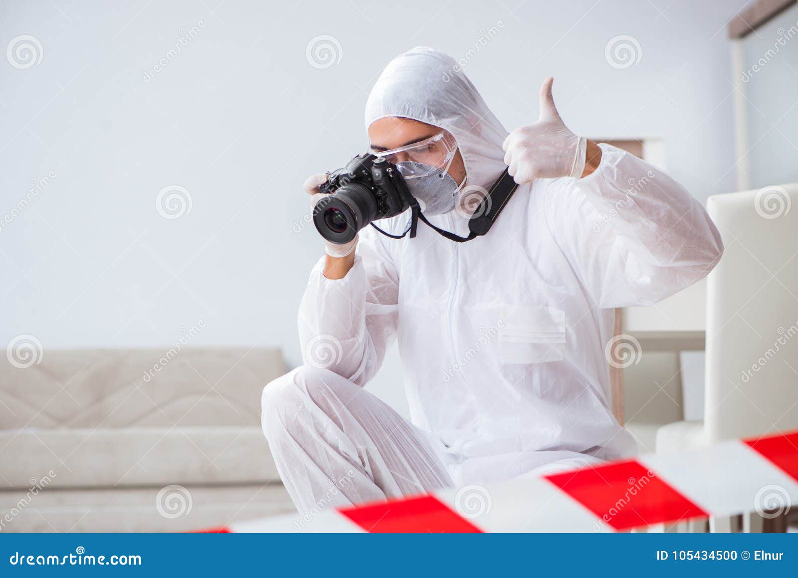 The Forensic Expert at Crime Scene Doing Investigation Stock Photo ...