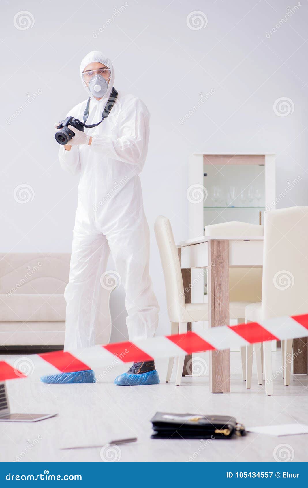 The Forensic Expert at Crime Scene Doing Investigation Stock Image ...