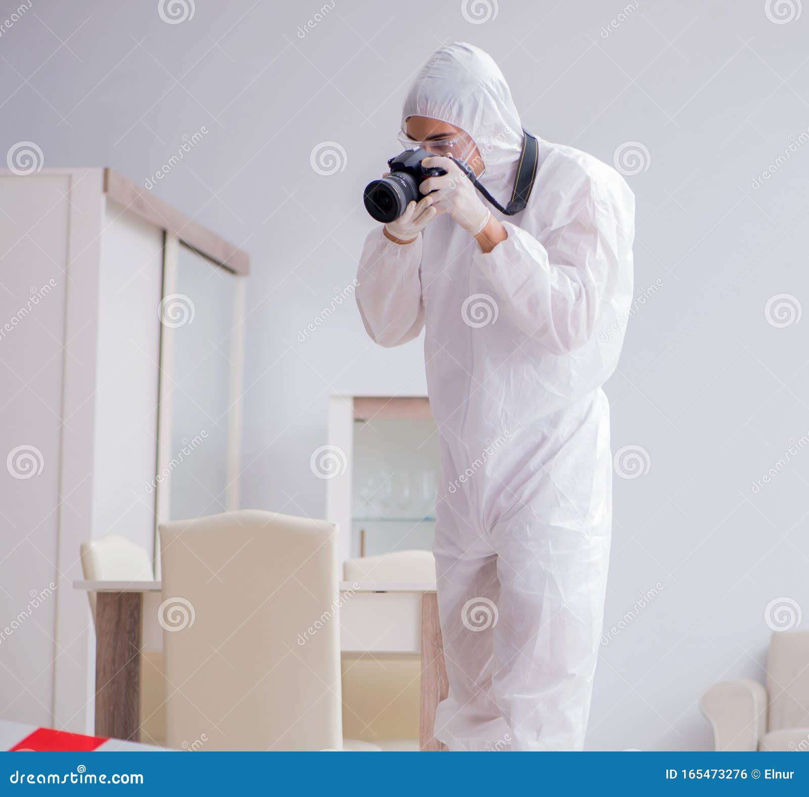 Forensic Expert at Crime Scene Doing Investigation Stock Photo - Image ...