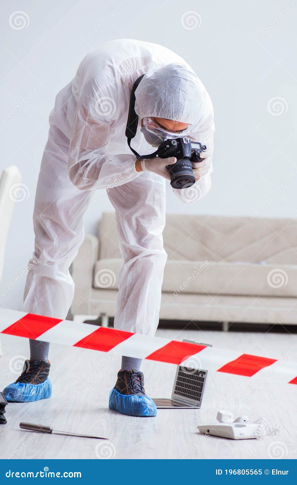 Forensic Expert at Crime Scene Doing Investigation Stock Image - Image ...