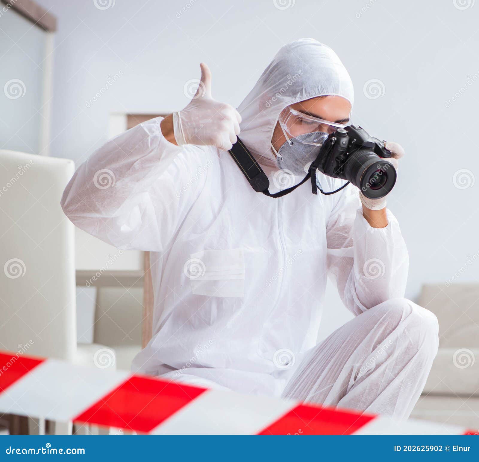 Forensic Expert at Crime Scene Doing Investigation Stock Photo - Image ...