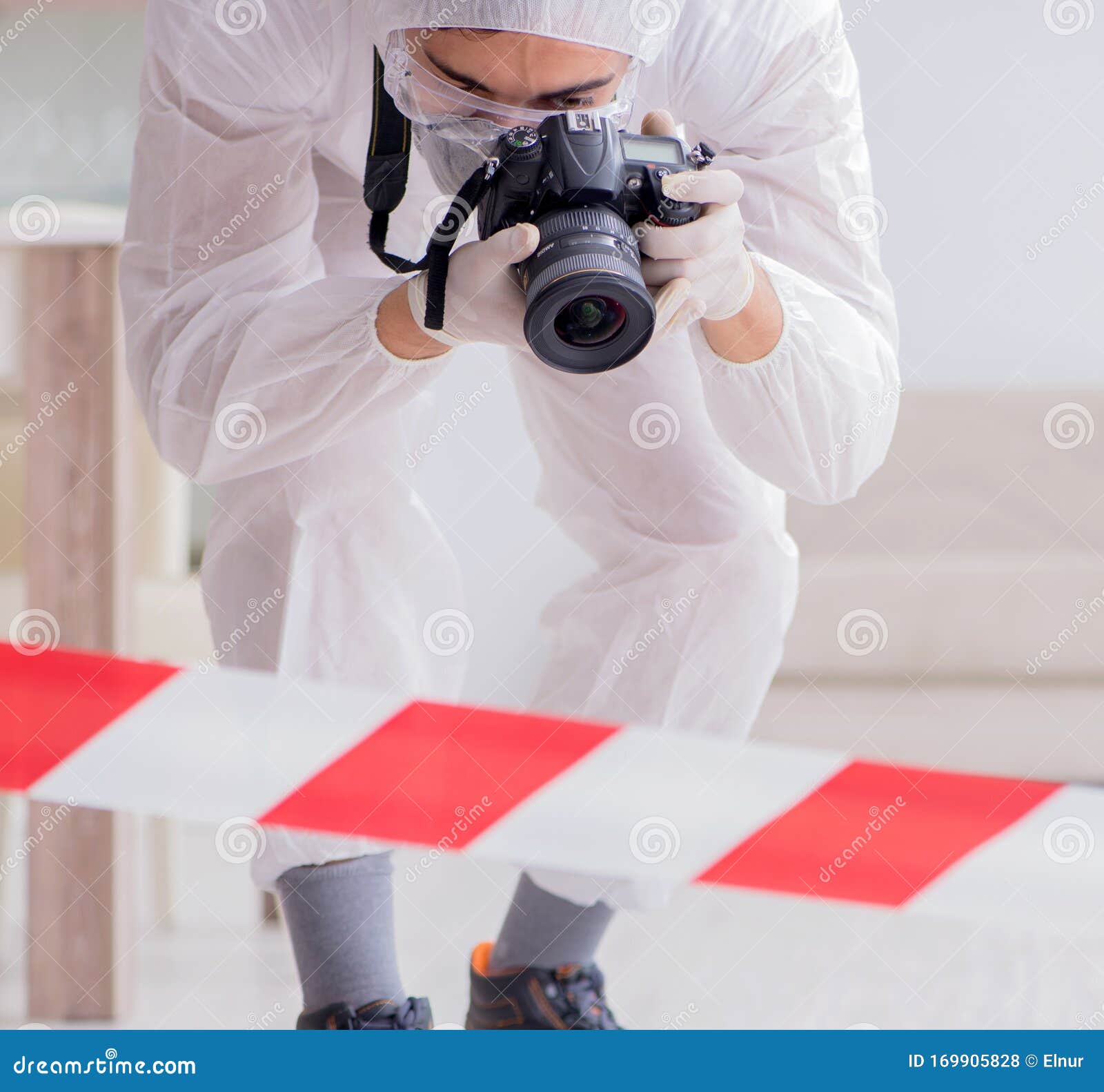 Forensic Expert at Crime Scene Doing Investigation Stock Photo - Image ...