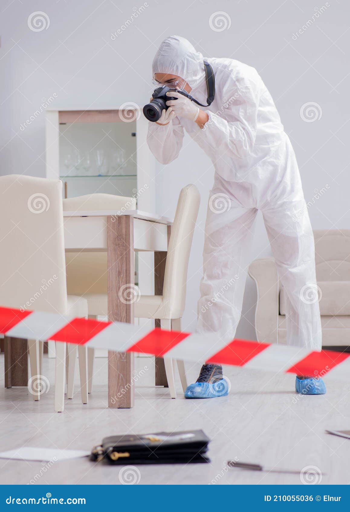 Forensic Expert at Crime Scene Doing Investigation Stock Photo - Image ...