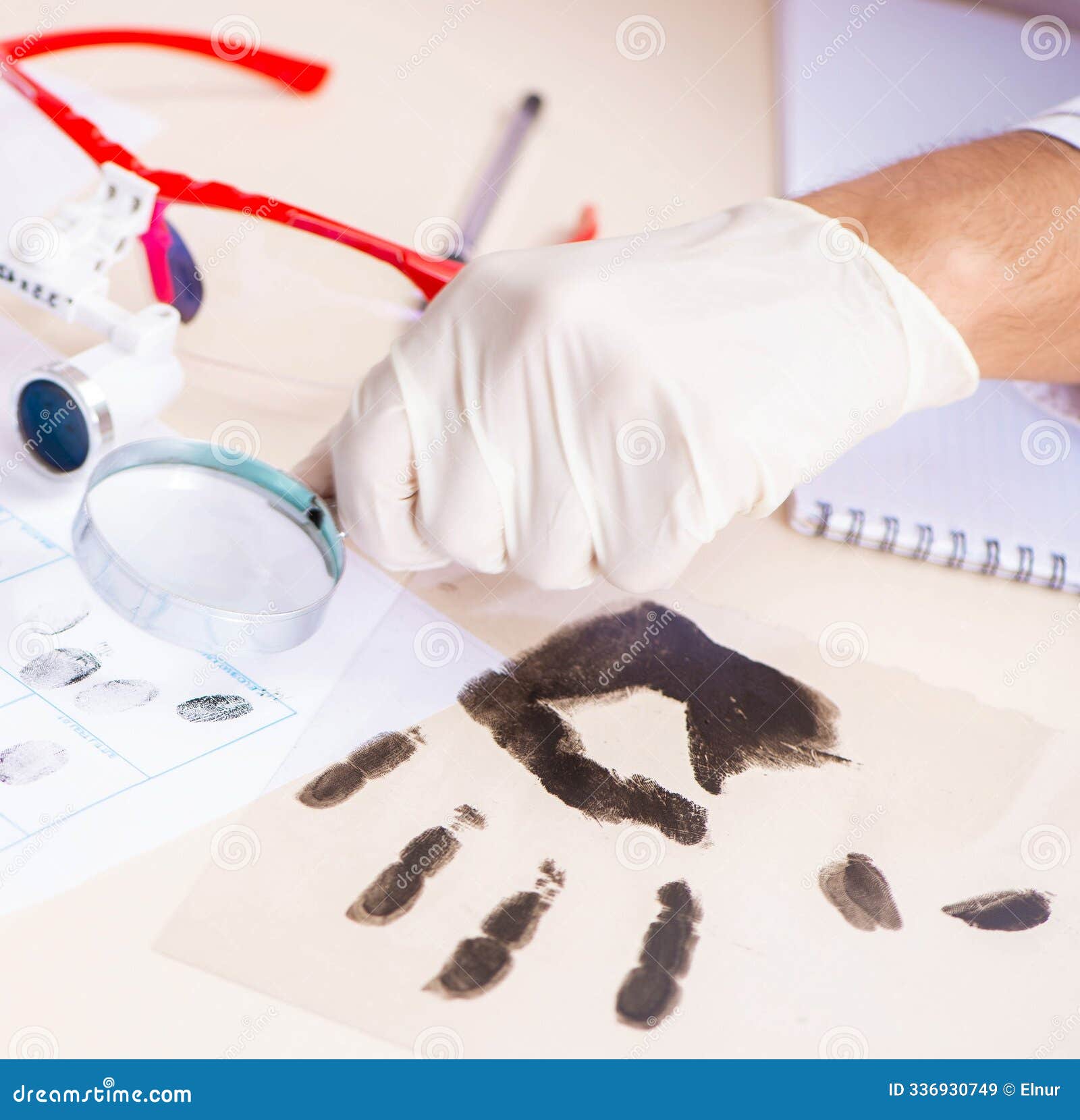 Forensic Expert Studying Fingerprints in the Lab Stock Image - Image of ...