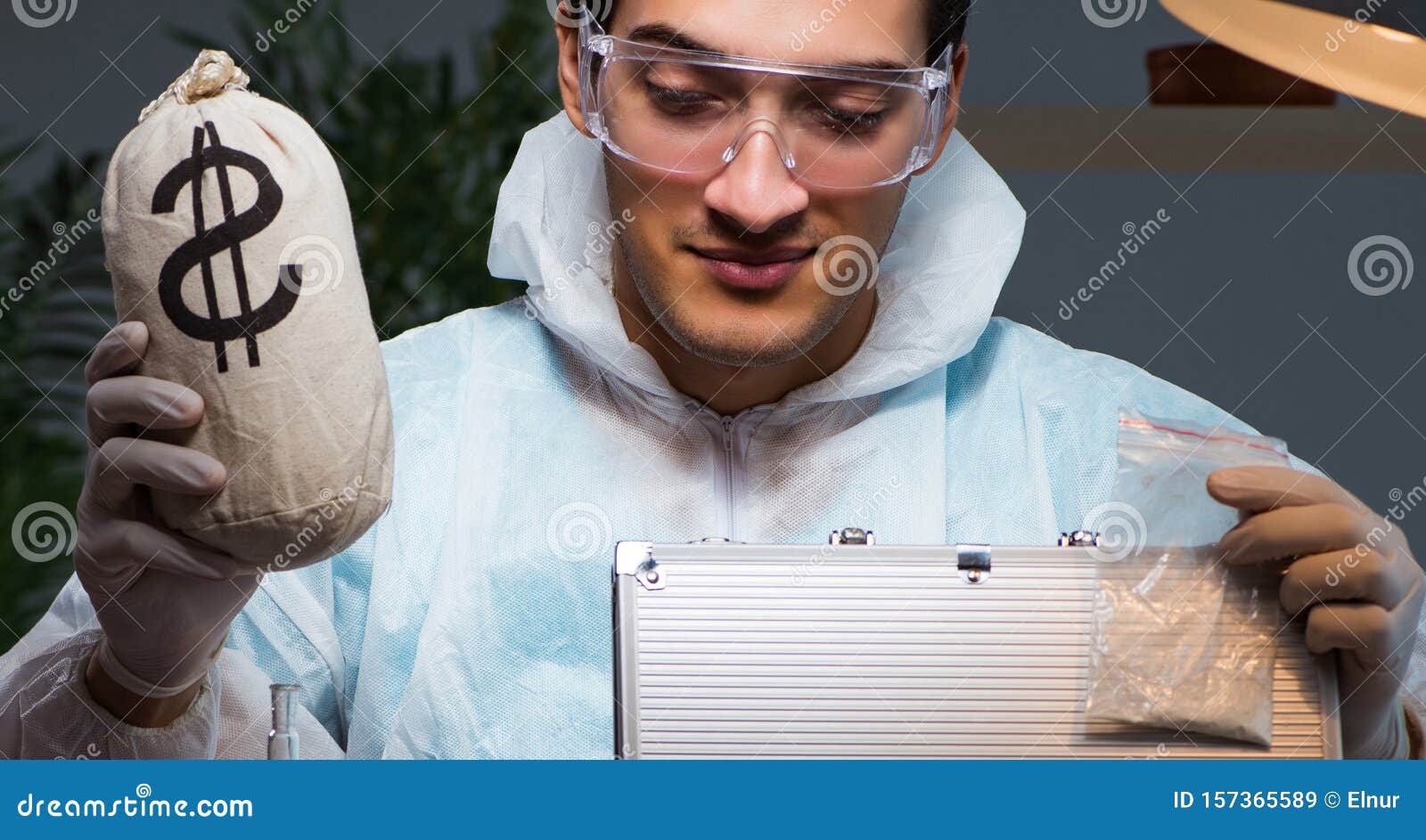 Forensic Investigator Working in Lab Looking for Evidence Stock Image ...