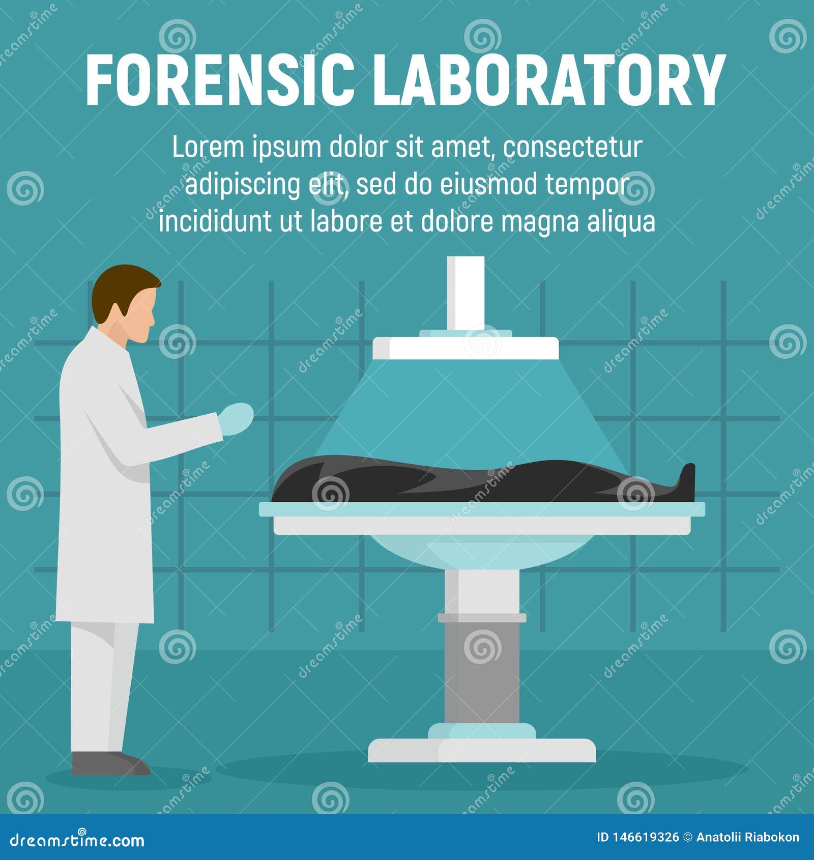 Forensic Laboratory Concept Background, Flat Style Stock Vector ...