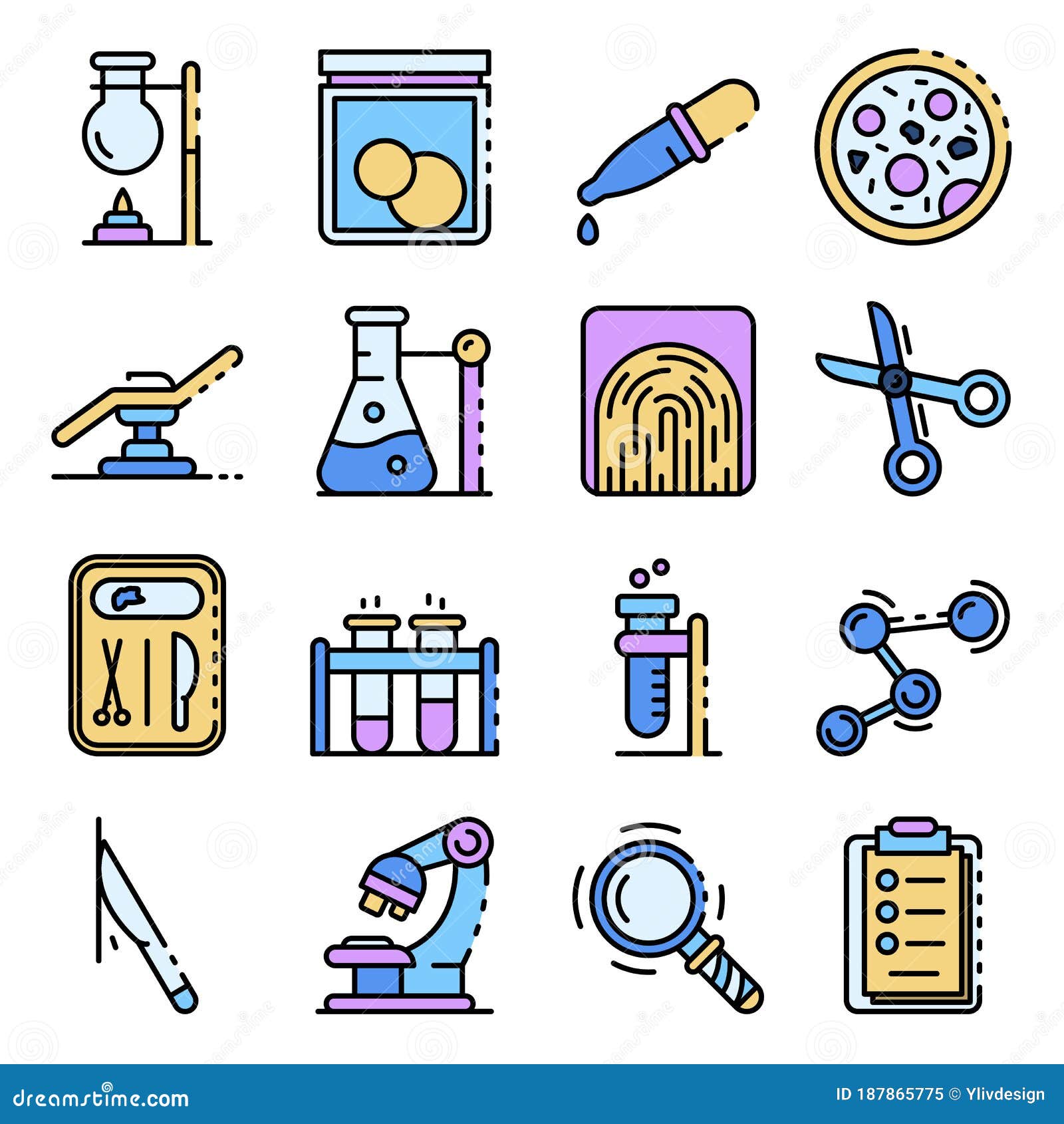 Forensic Laboratory Icons Set Vector Flat Stock Vector - Illustration ...