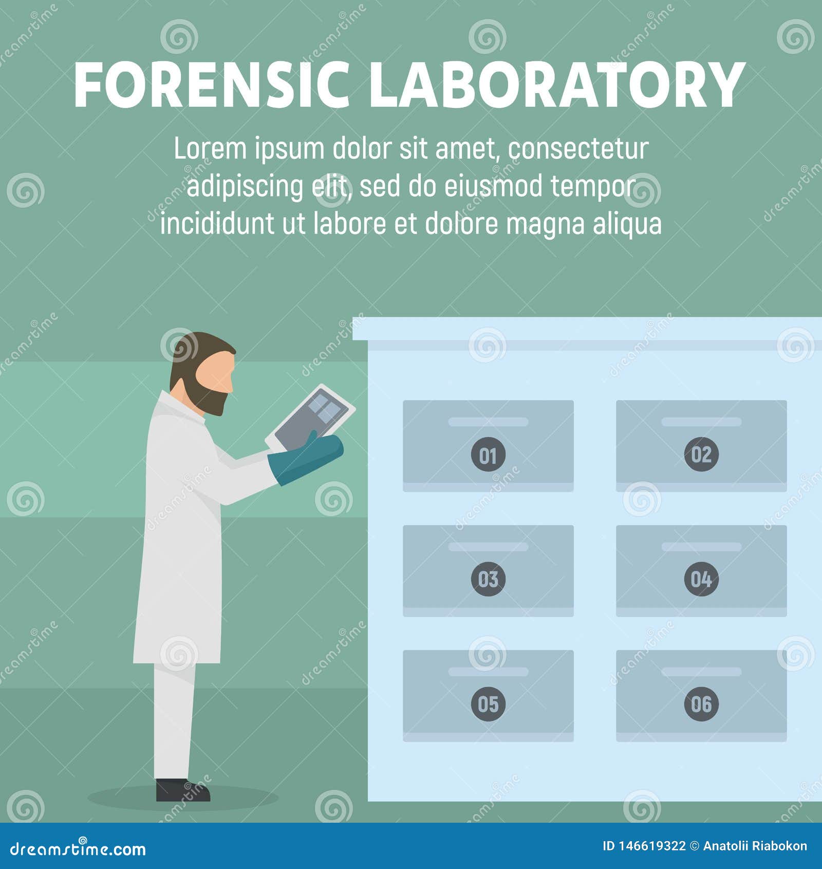 Forensic Laboratory. Flat Illustration Cartoon Vector | CartoonDealer ...