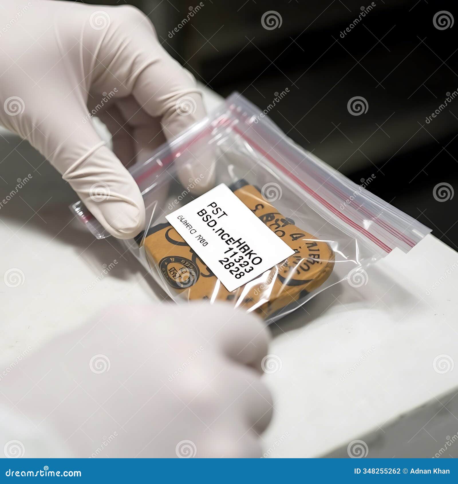 Forensic Photography of a Piece of Evidence Being Bagged and Tagged ...
